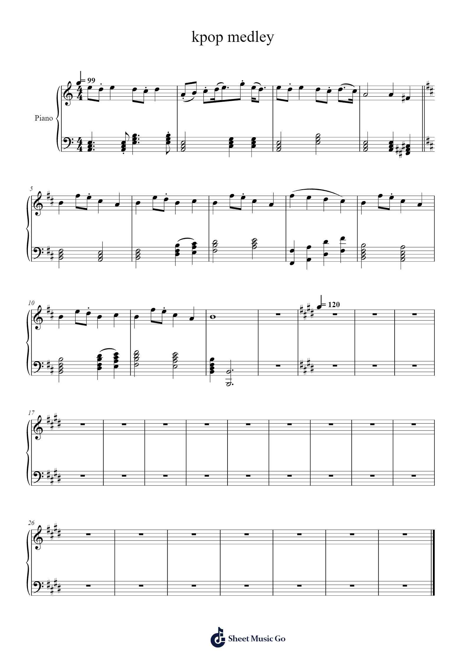 kpop medley Sheet Music by indrva-Arr.Pullamb