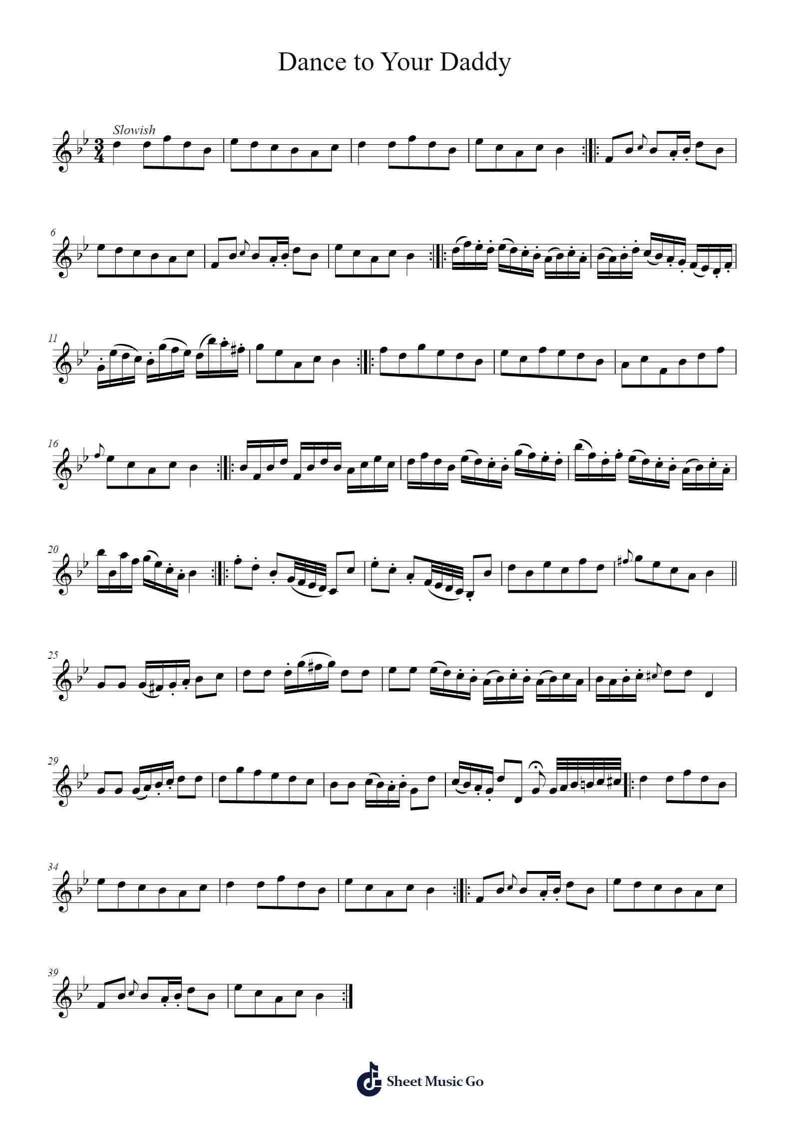 Dance to Your Daddy Sheet Music by Misc tunes-Arr.Regwill Nalome