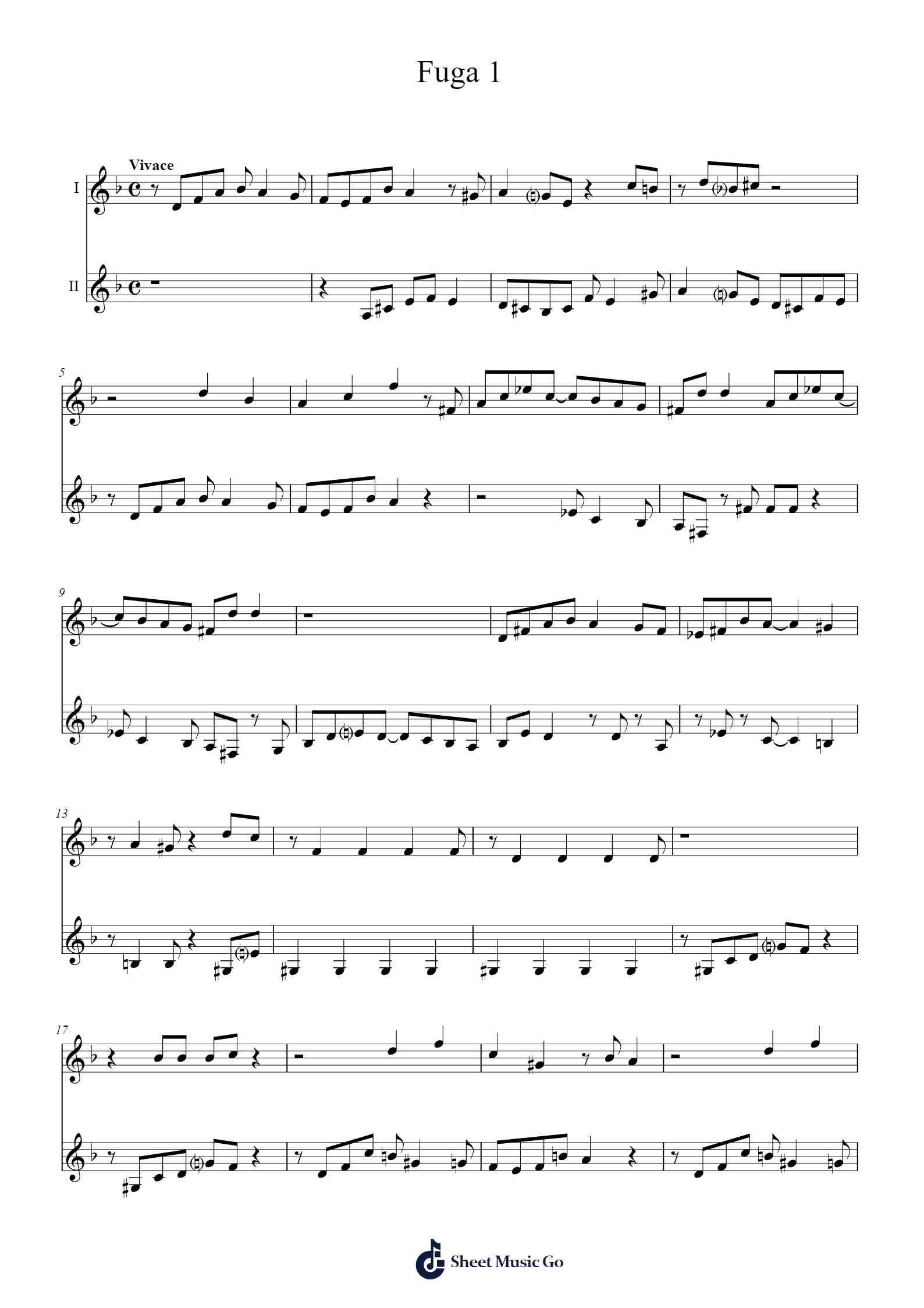 Fuga a Dos Sheet Music by Vicente Umpiérrez Sánchez-Arr.Priestvy