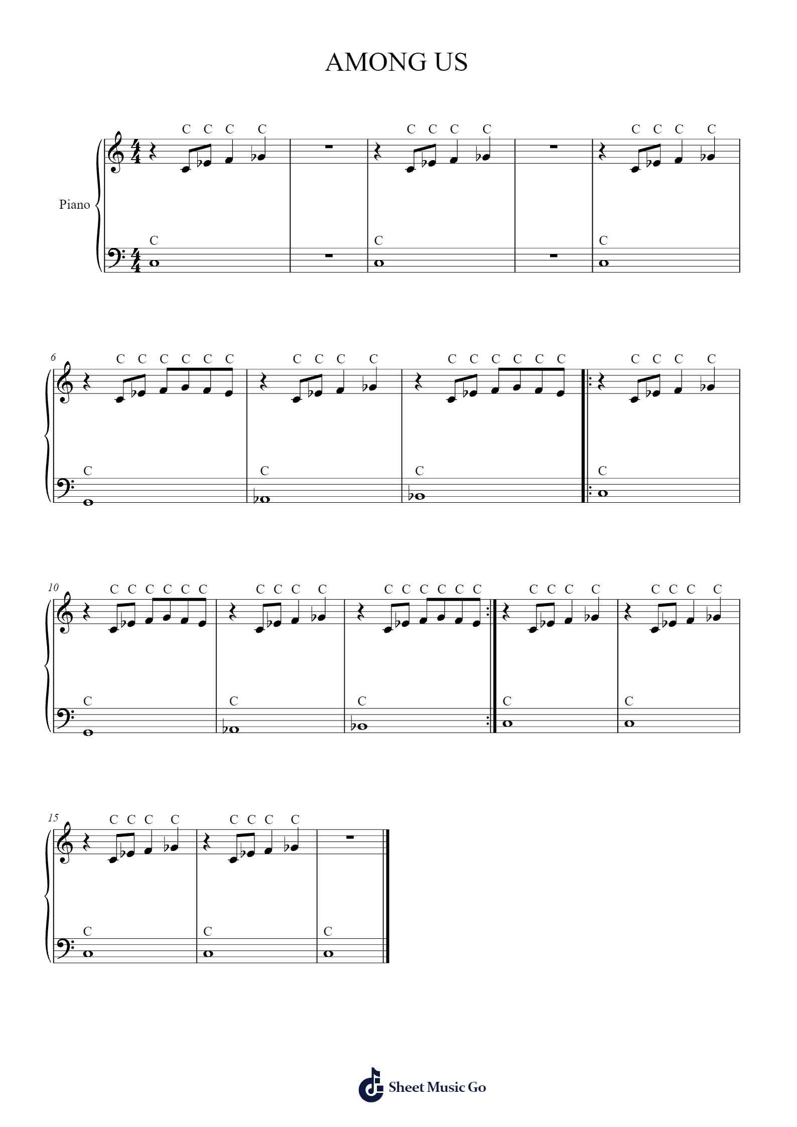 AMONG US Sheet Music by Bensound-Arr.Huce Earlville