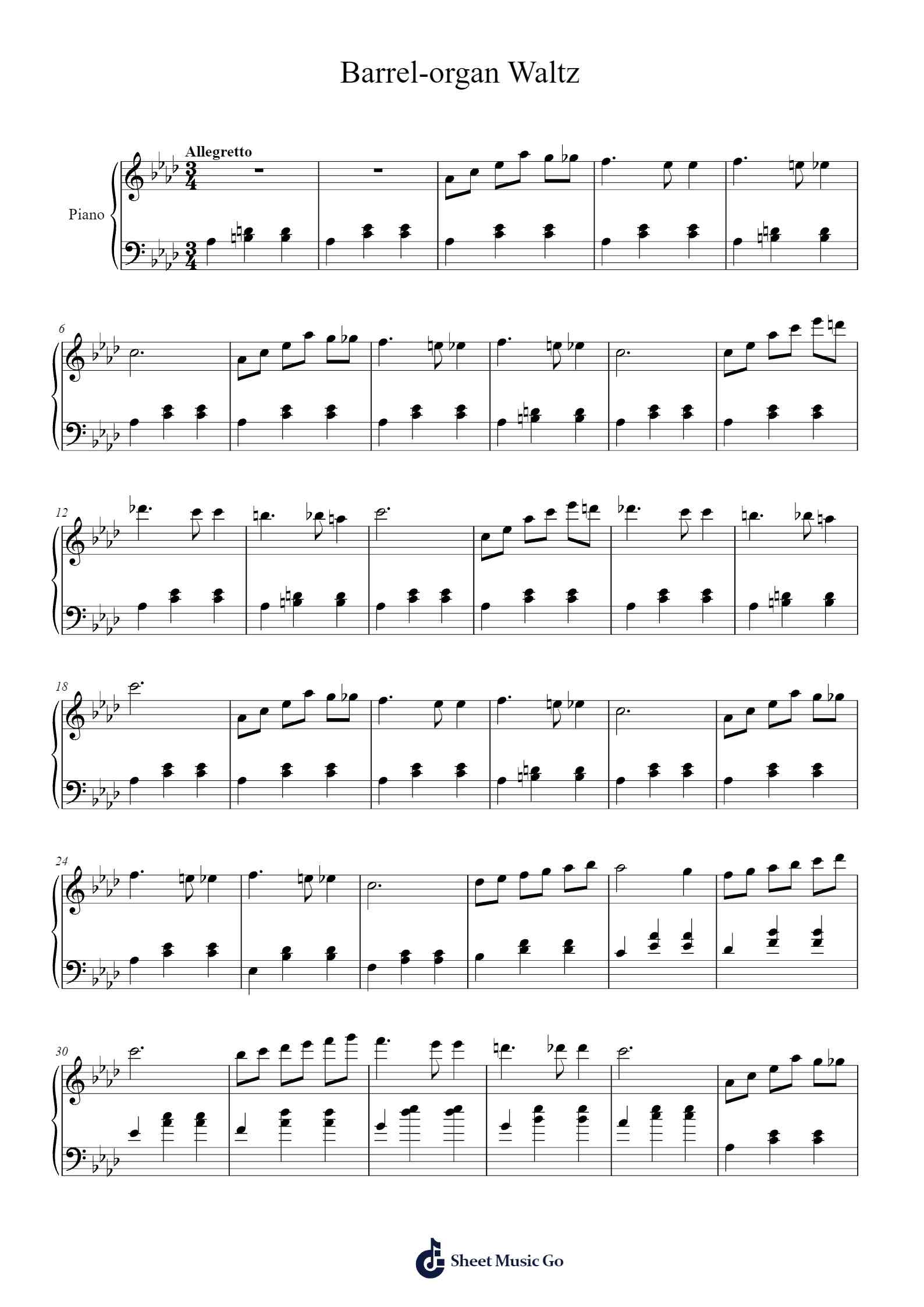 Barrel-organ Waltz Sheet Music by chabark777-Arr.Ruthives Sibylxy