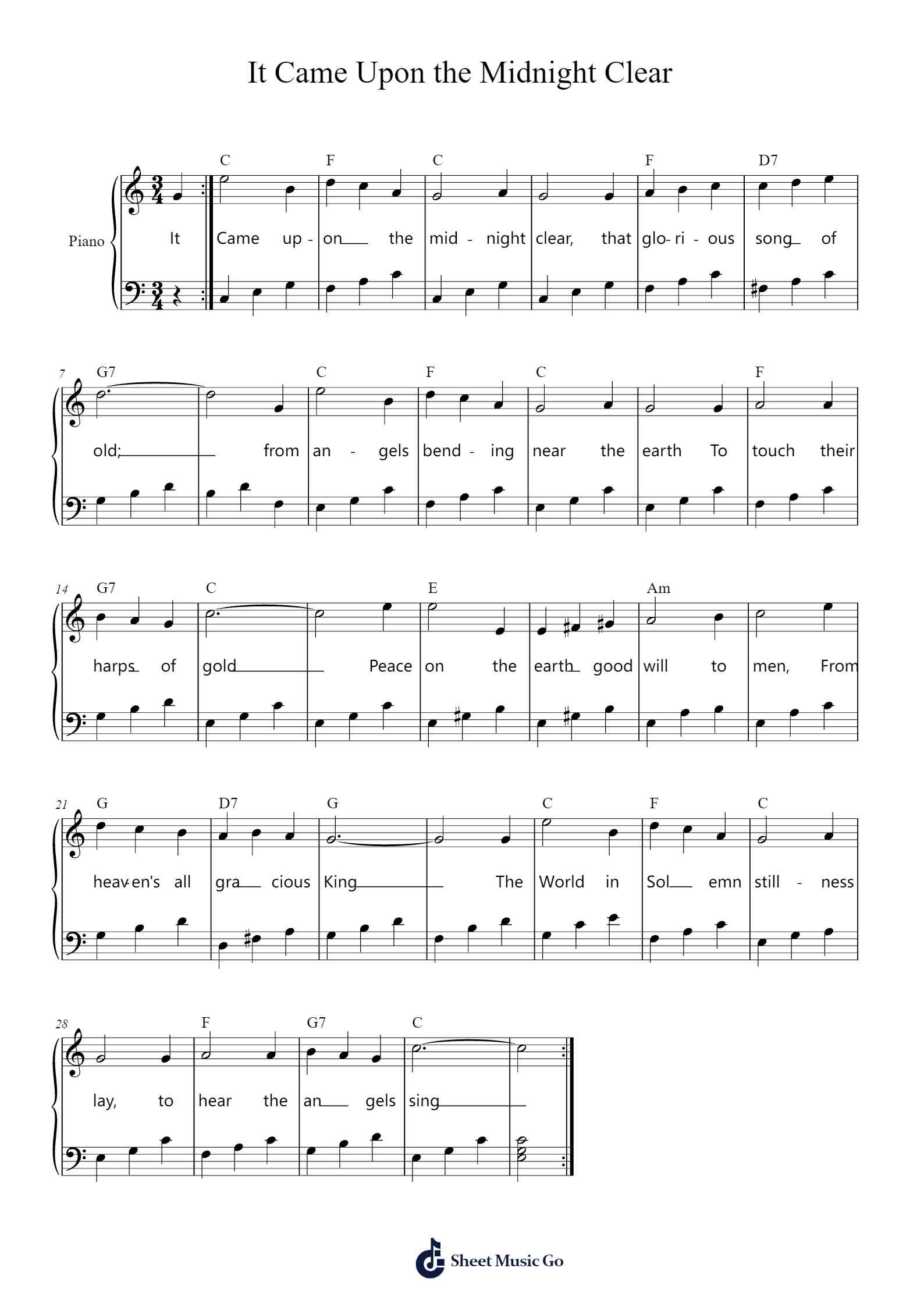 It Came Upon the Midnight Clear Sheet Music by Arthur Sullivan-Arr.Saxel