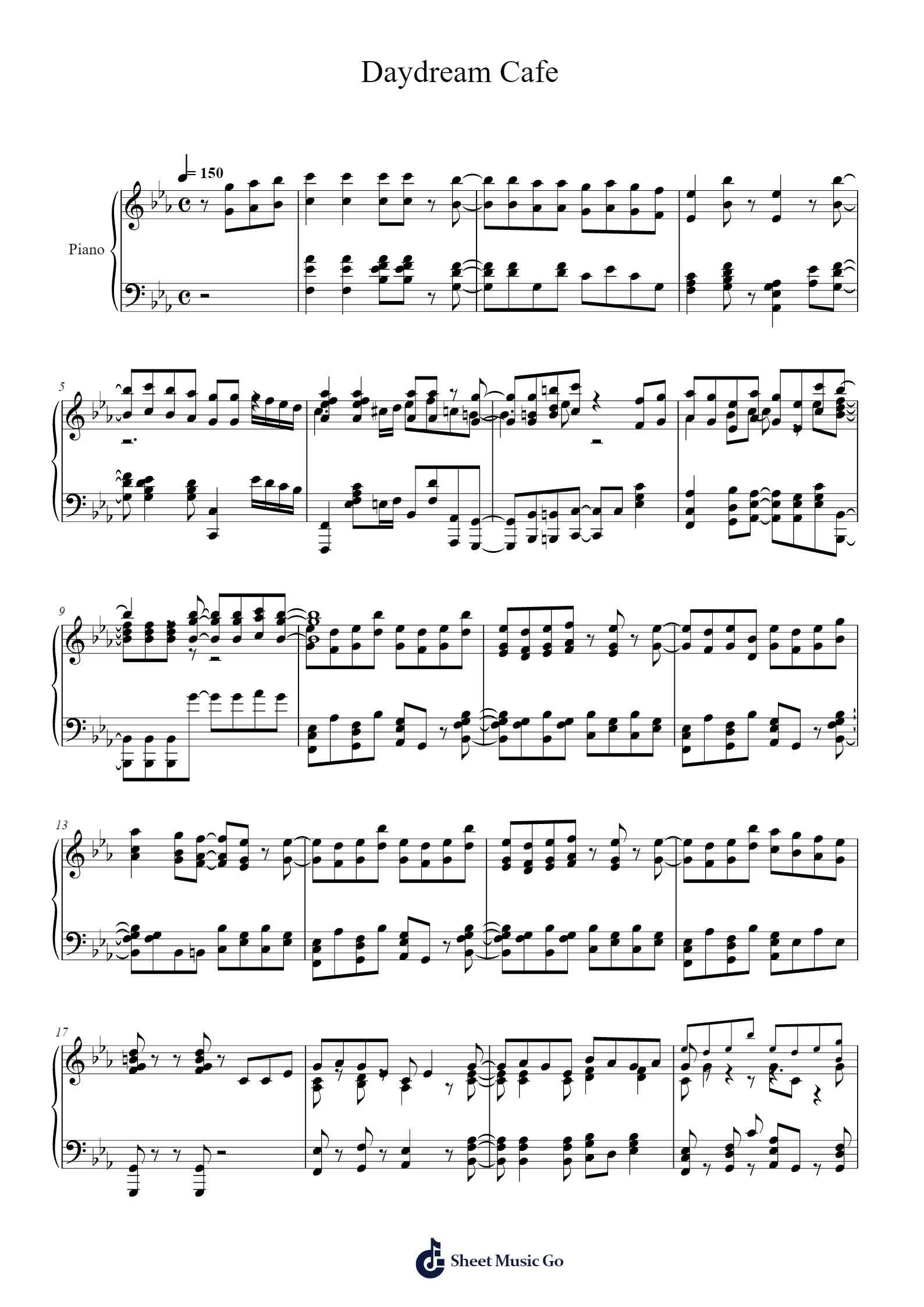 Daydream Cafe Sheet Music by Kaoru Okubo/Tomotaka Osumi-Arr.Hillstone Ogmin