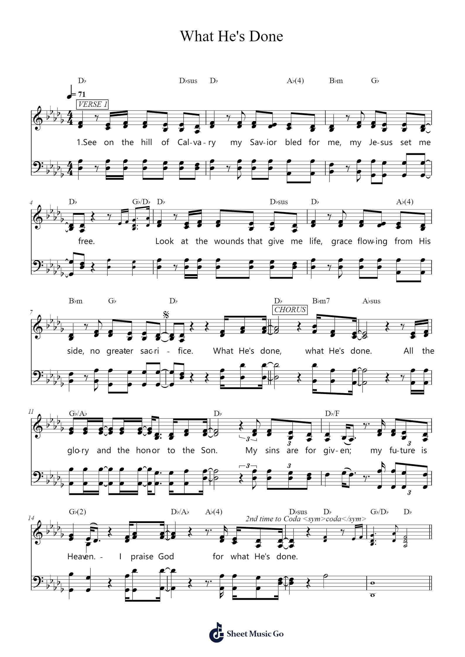 What He's Done Sheet Music by Anna Golden/Jacob Sooter/Kristian ...