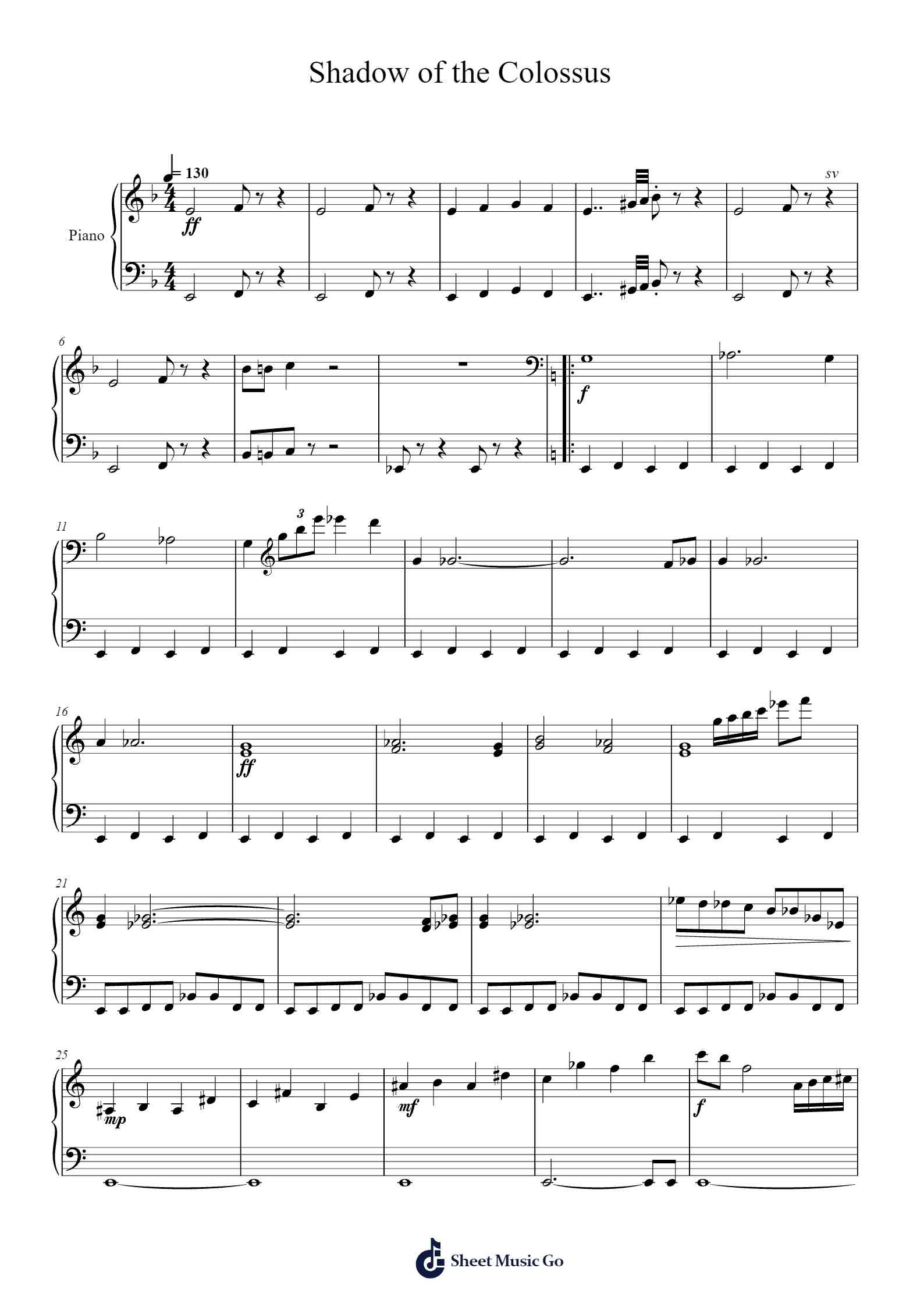 Shadow of the Colossus Sheet Music by Kow Otani-Arr.Egger Daveky