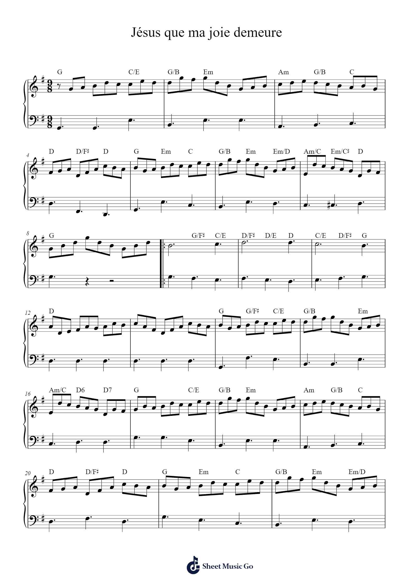 Jésus que ma joie demeure Partition par Johann Sebastian Bach - Arr ...