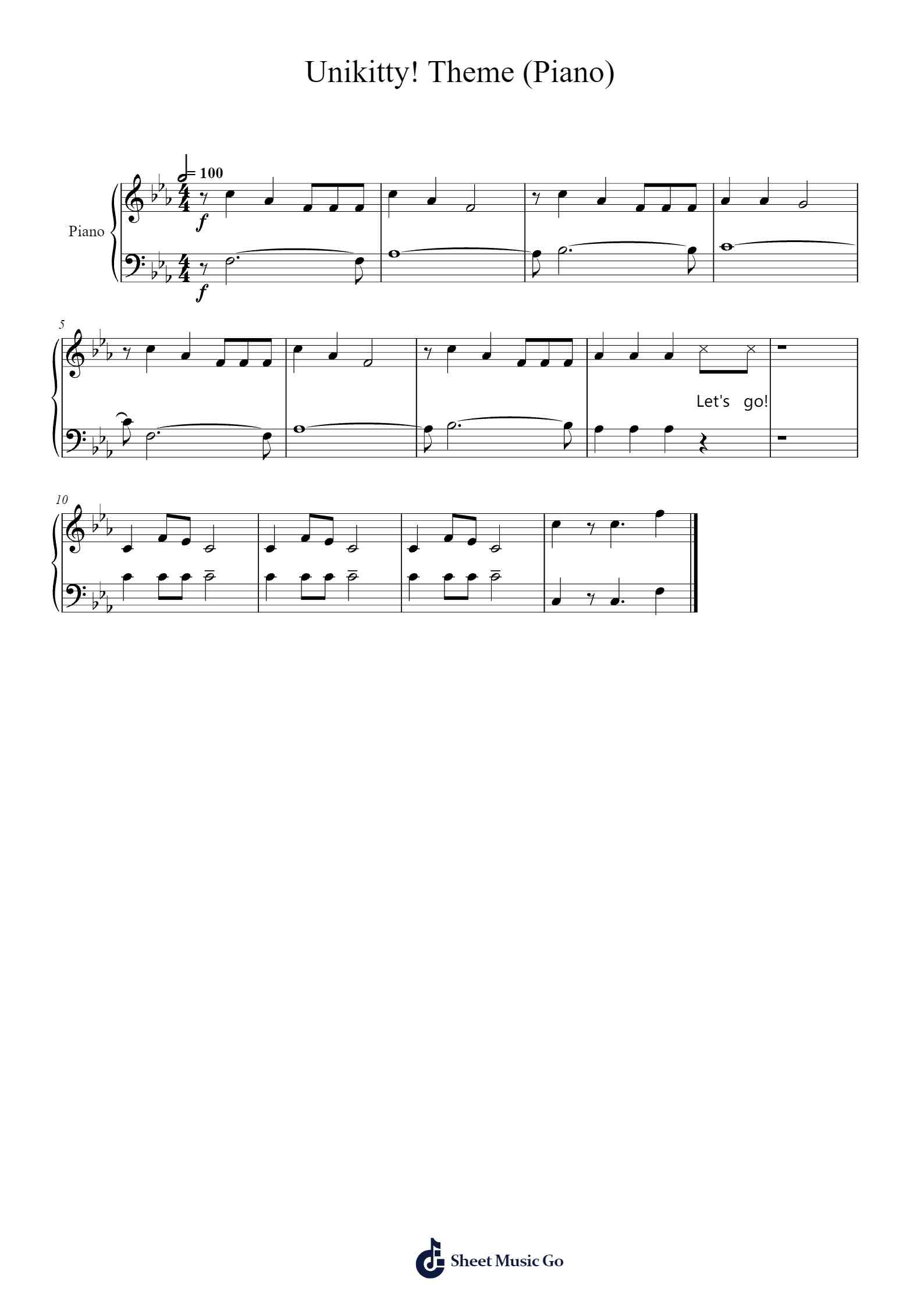 Unikitty! Theme (Piano) Sheet Music by Gabriel Brito-Arr.Marter