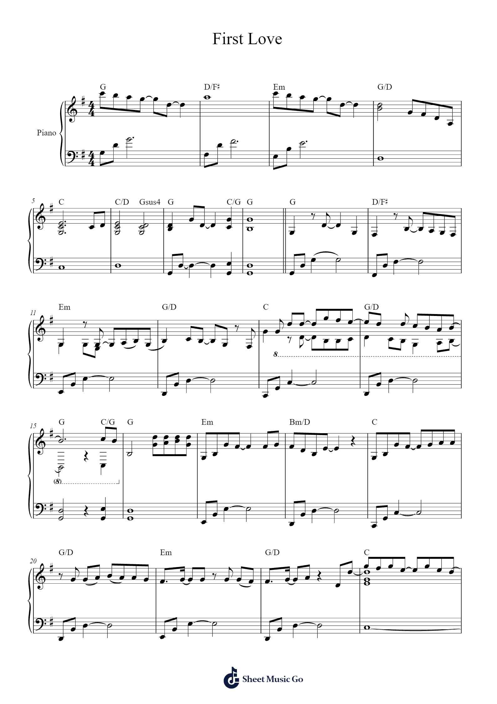 First Love Sheet Music by Utada Hikaru-Arr.Joanbar Crichniel