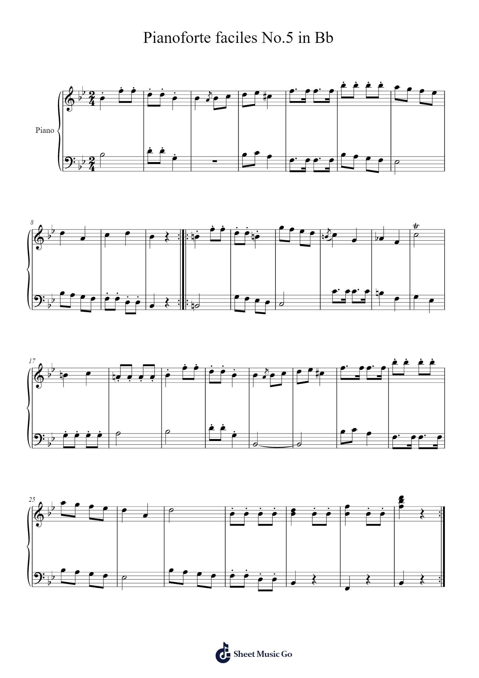 Pianoforte faciles No.5 in Bb Partition par Noah C. Selim - Arr. Latbel ...