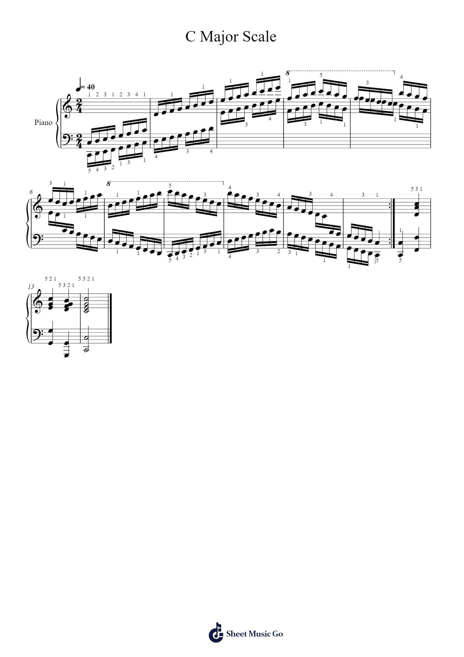 C Major Scale Sheet Music by Charles-Louis Hanon-Arr.Jebois Hudlap