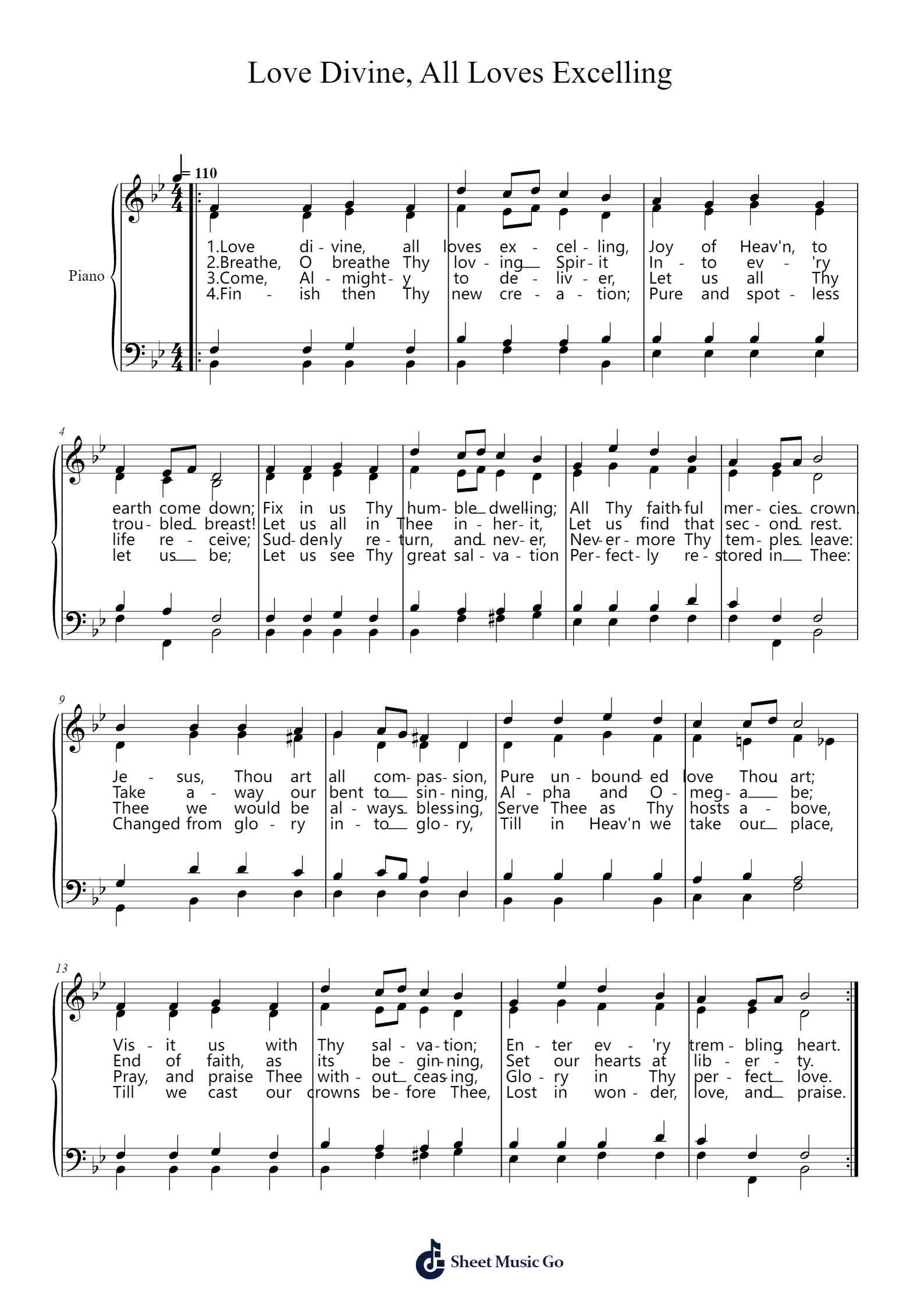 Love Divine, All Loves Excelling Sheet Music by John Zundel-Arr.Odewyatt