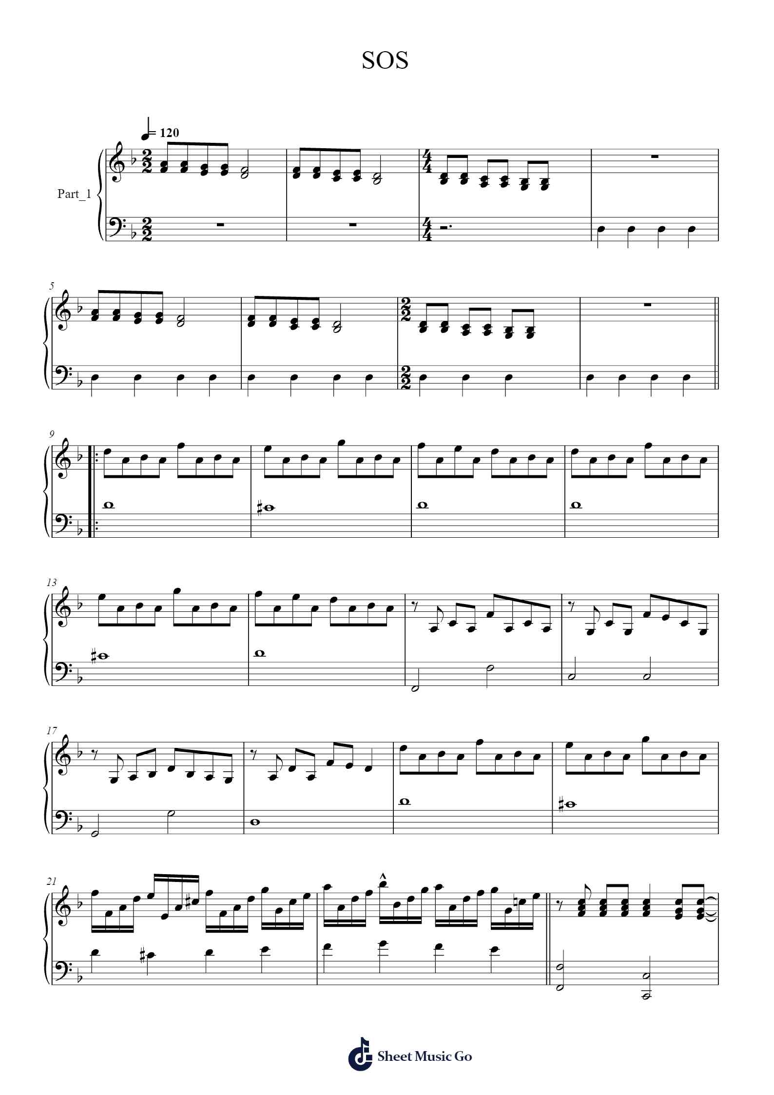 SOS Sheet Music by -Arr.Sukin