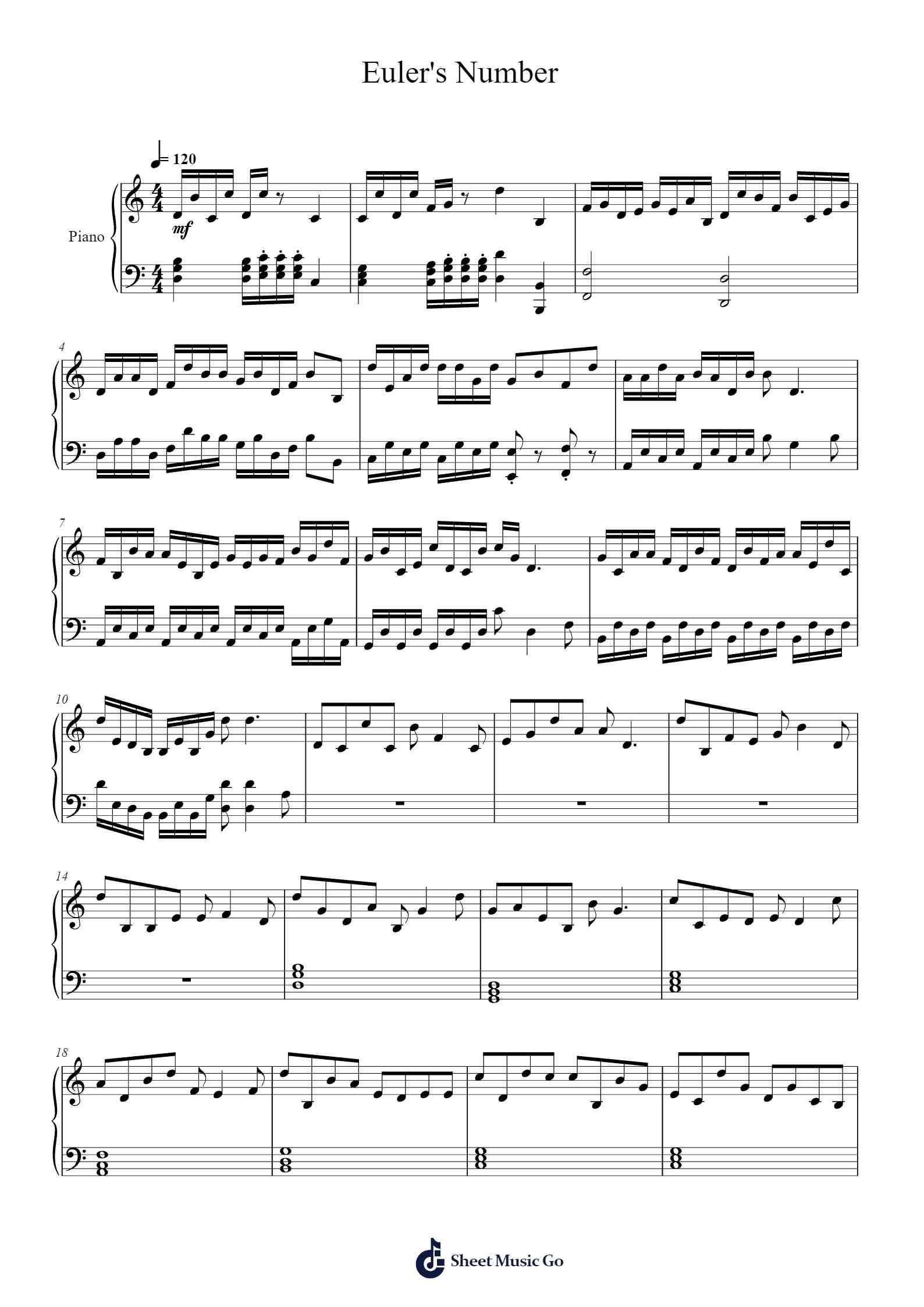 Euler's Number Sheet Music by Kouna56-Arr.Kathtta