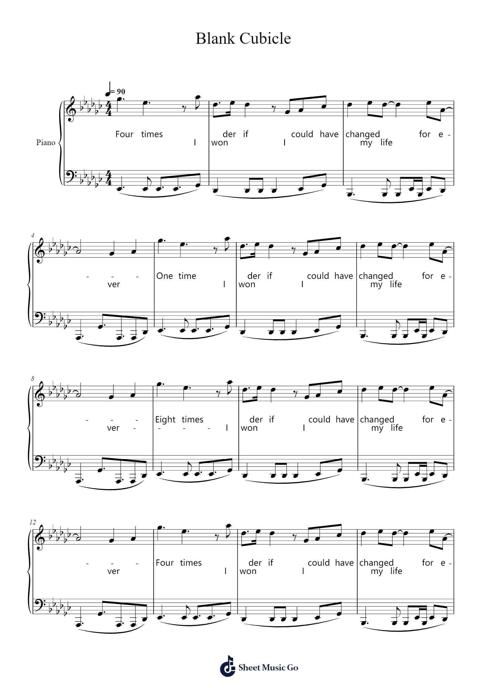 Blank Cubicle Sheet Music by Daniel Rosenfeld-Arr.Thomfrank Springper