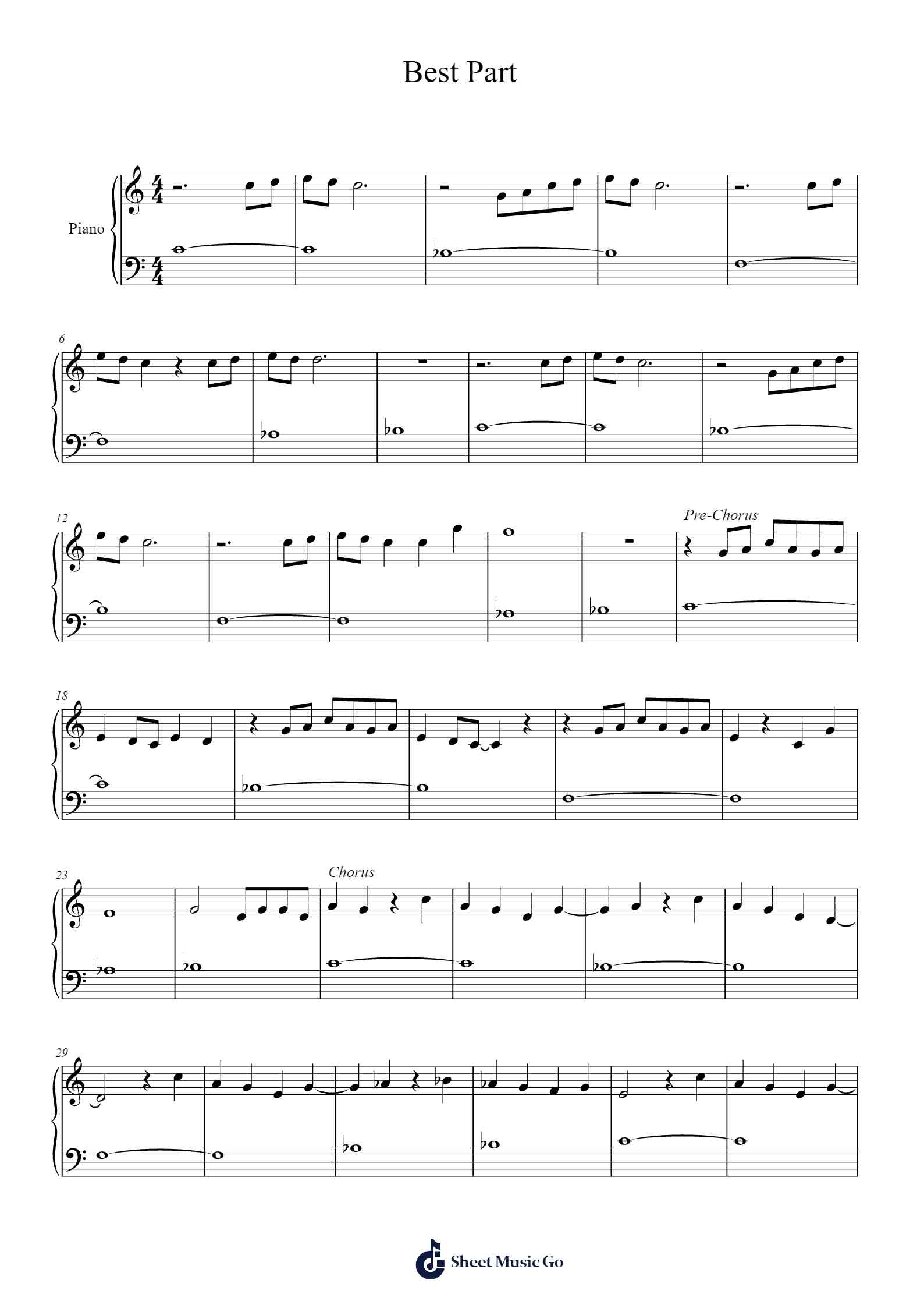 Best Part Sheet Music by Daniel Caesar-Arr.Peay