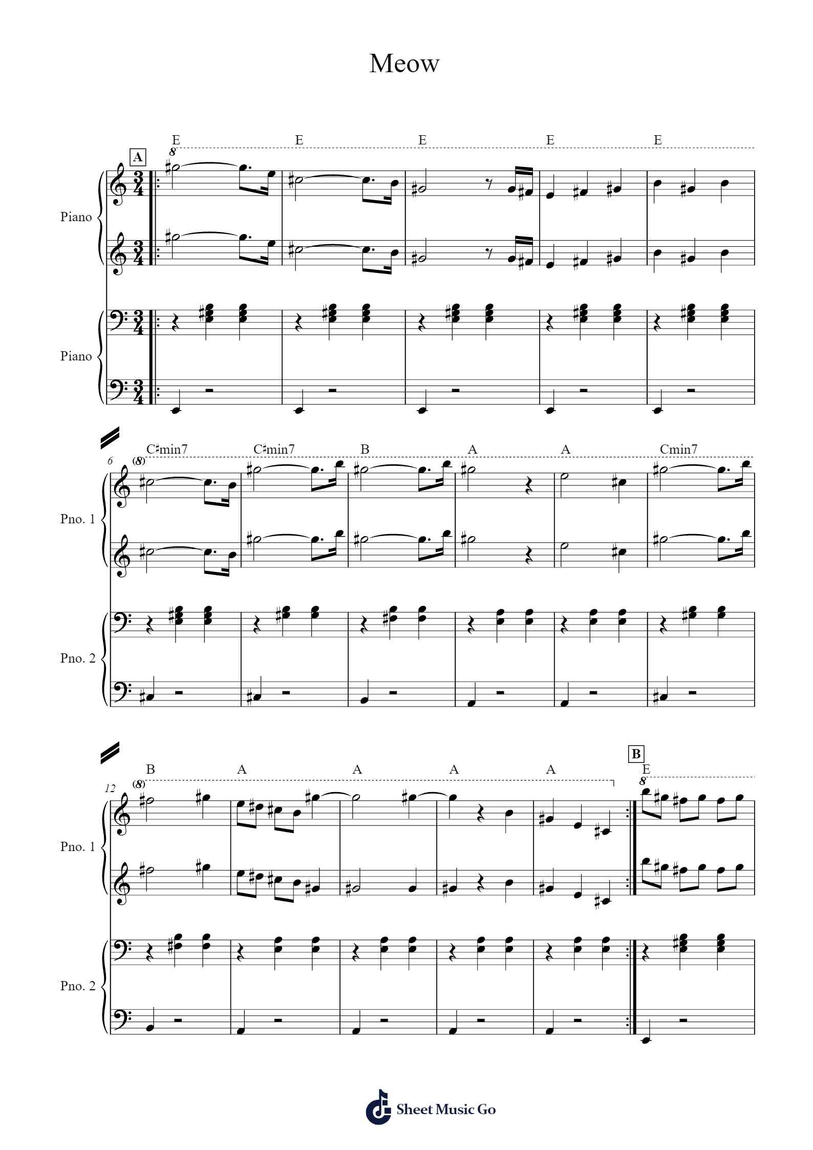 Meow Sheet Music by Faithenuel Jeffjack-Arr.Whittrine Pruham