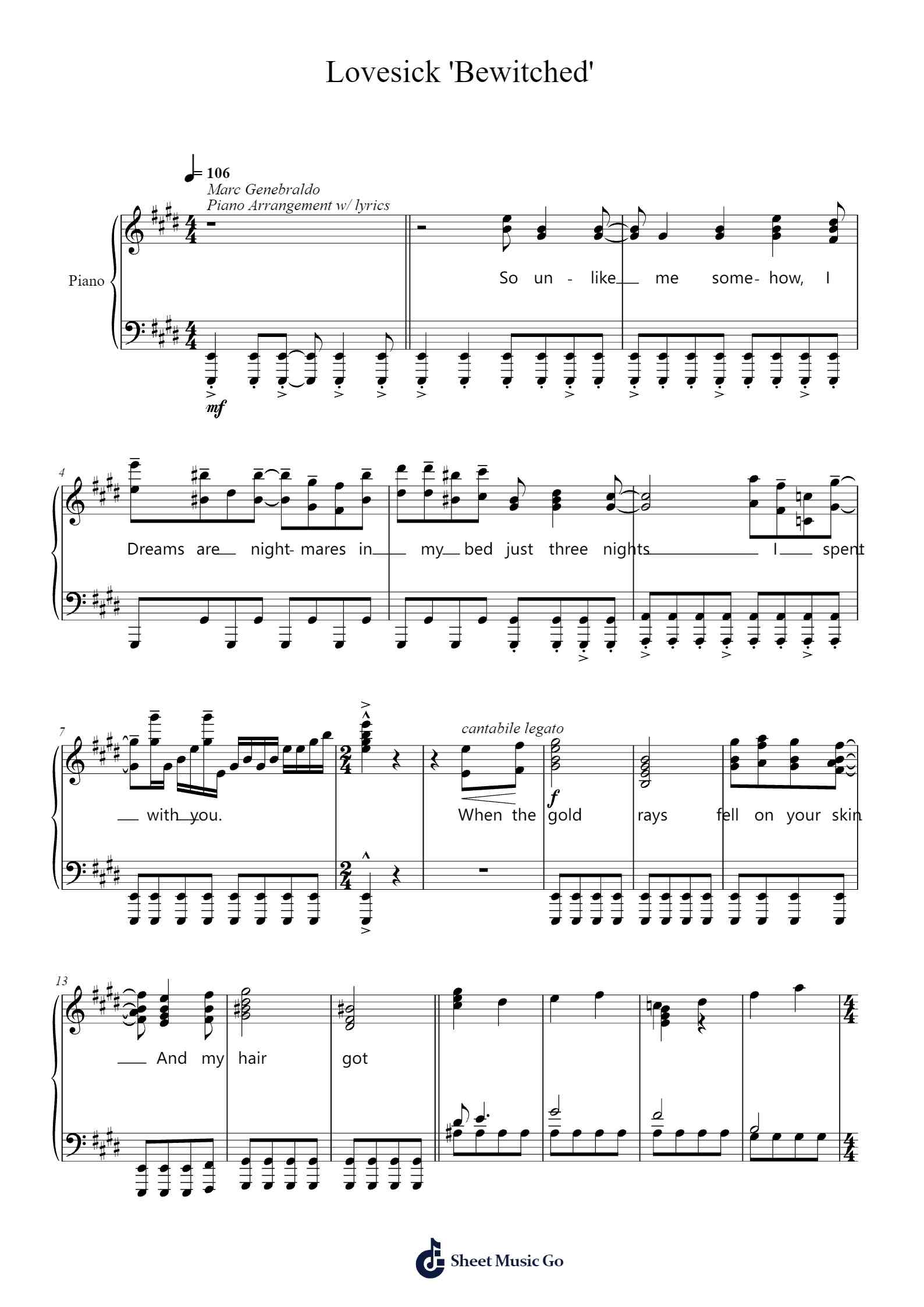 Lovesick Sheet Music by Laufey-Arr.Trismark