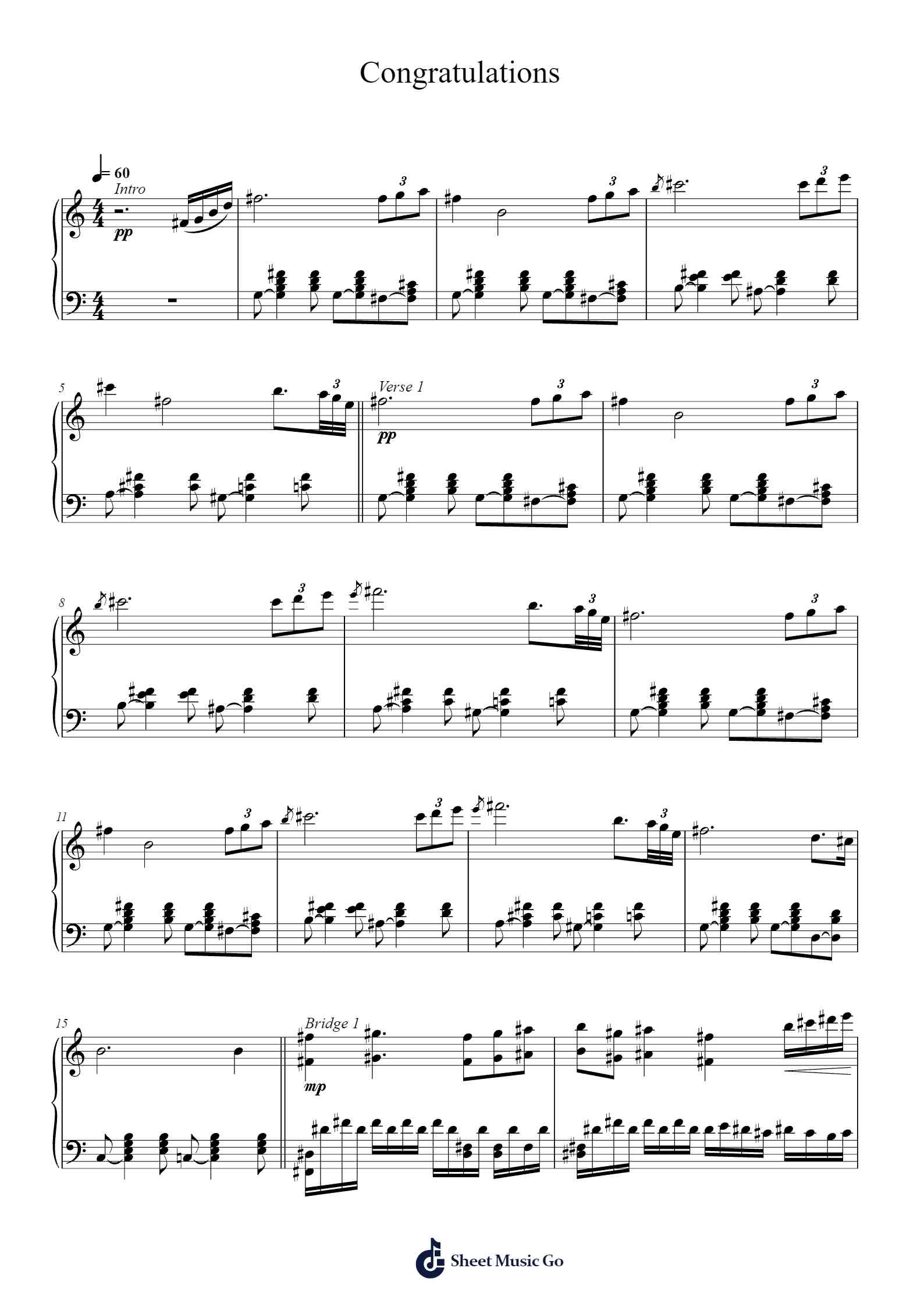Congratulations Sheet Music by Mac Miller-Arr.Thornnah
