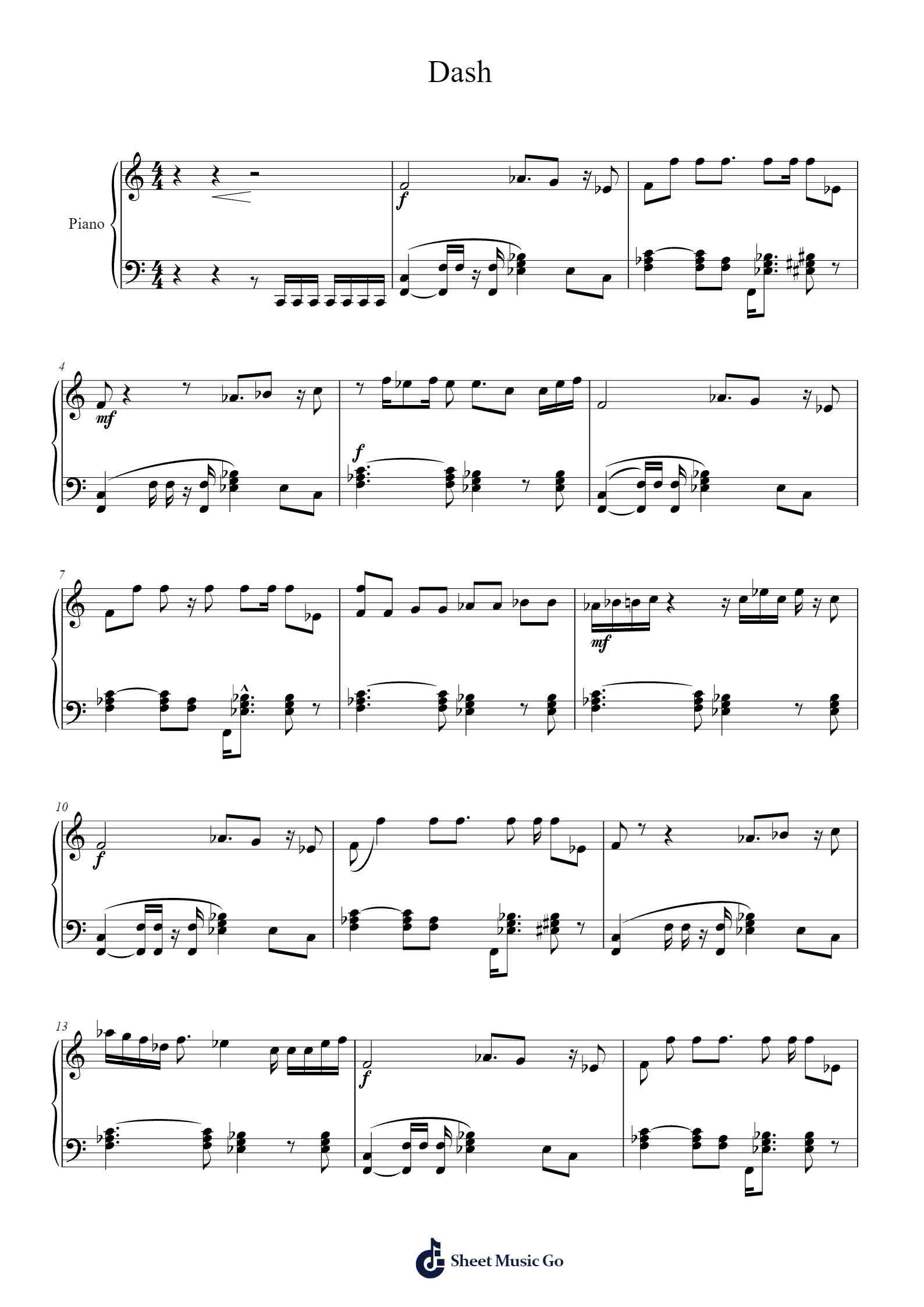 Dash Sheet Music by molaveguanio0-Arr.Campbriel