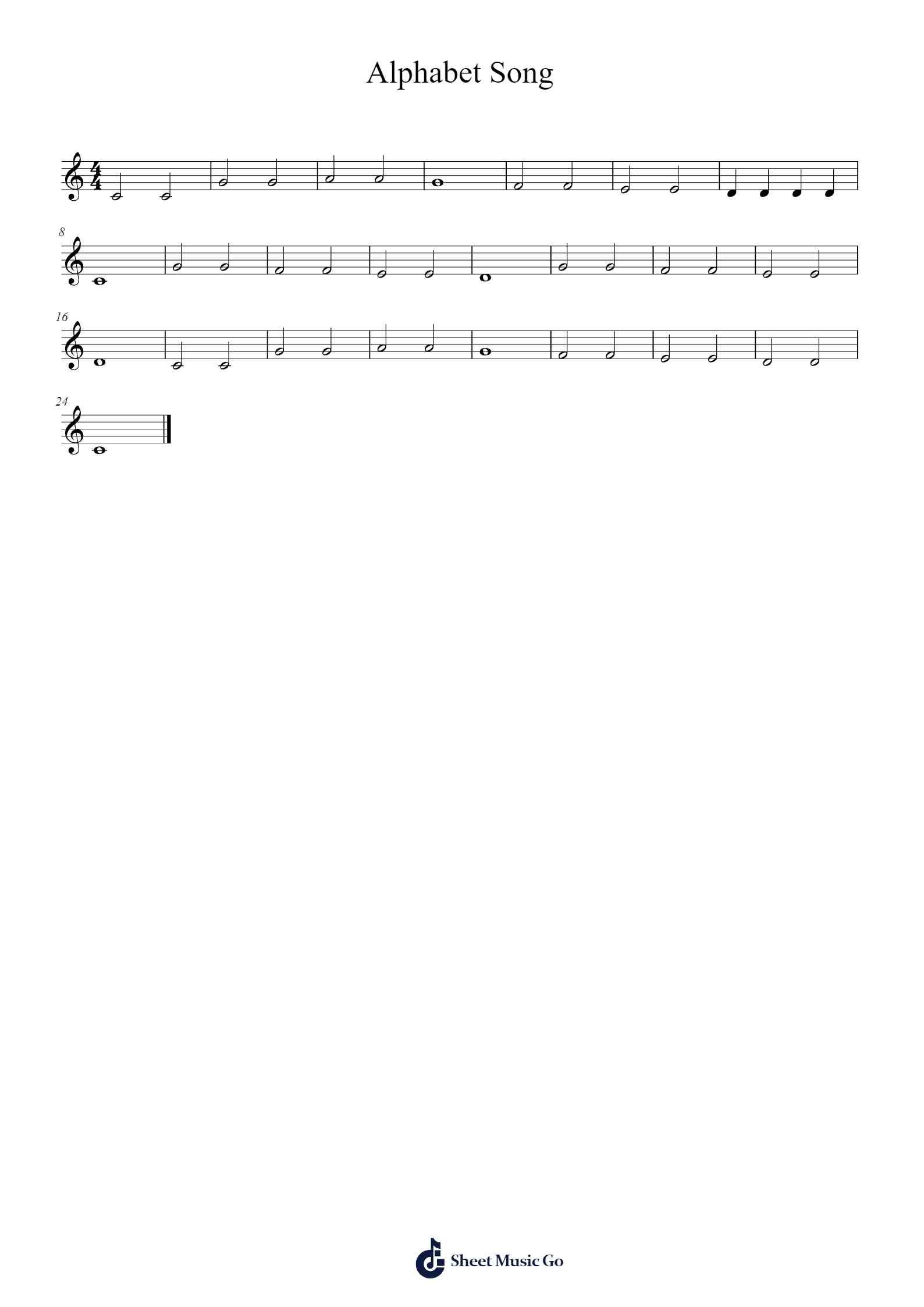 Alphabet Song Sheet Music by -Arr.Kathtta