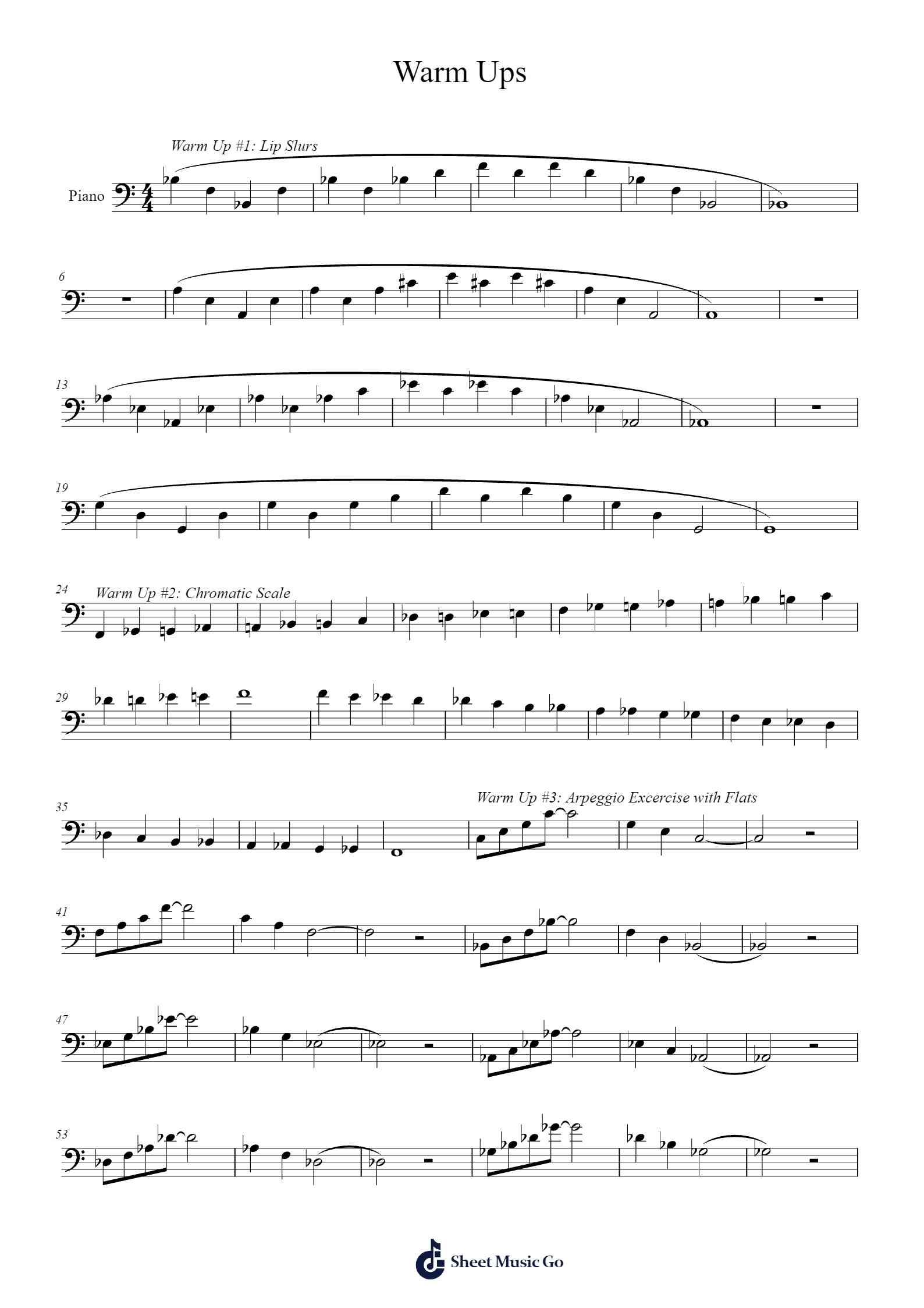 Warm Ups Sheet Music by -Arr.Feltrid