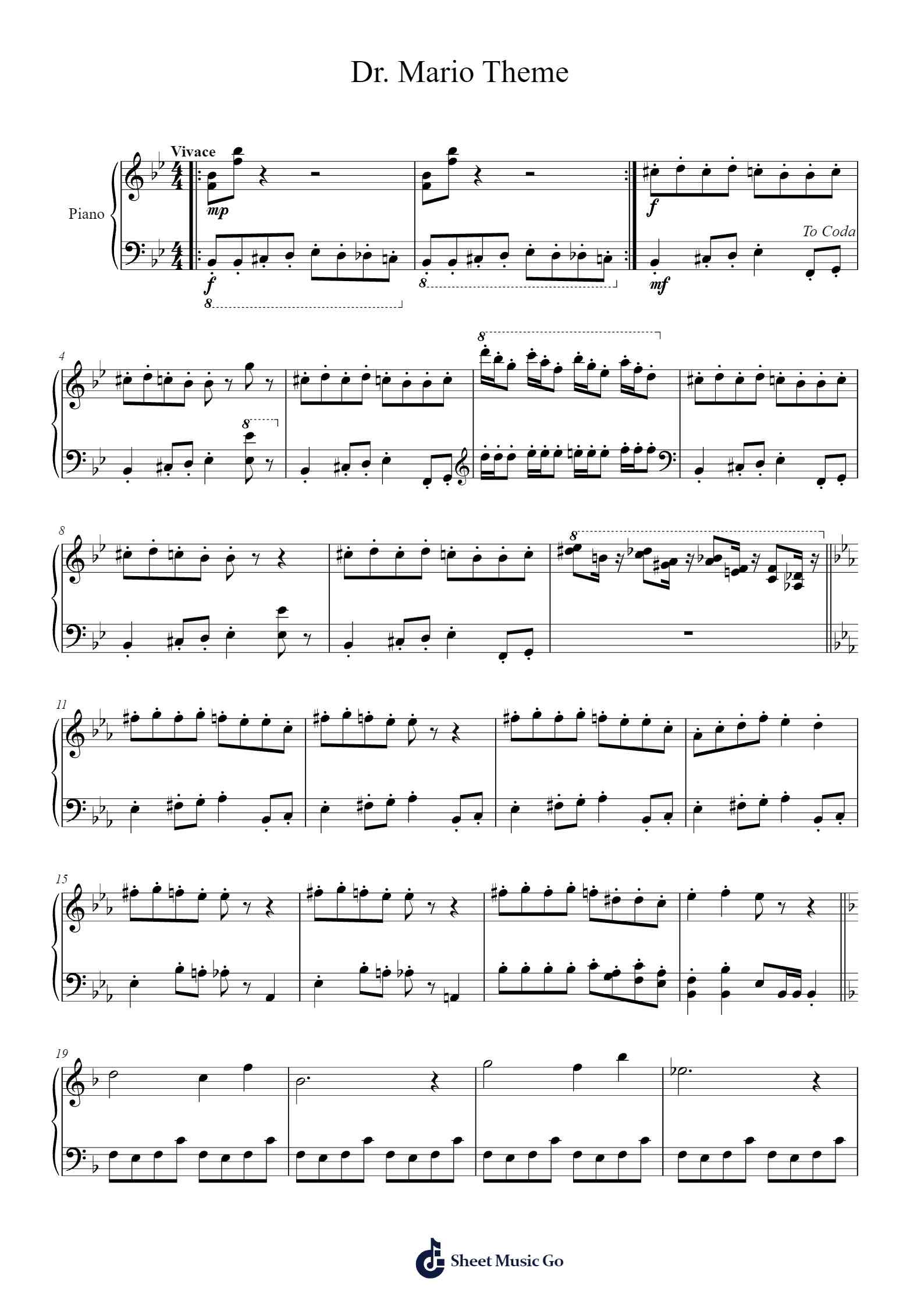 Dr. Mario Theme Partitura por Misc Computer Games - Arr. Janedo