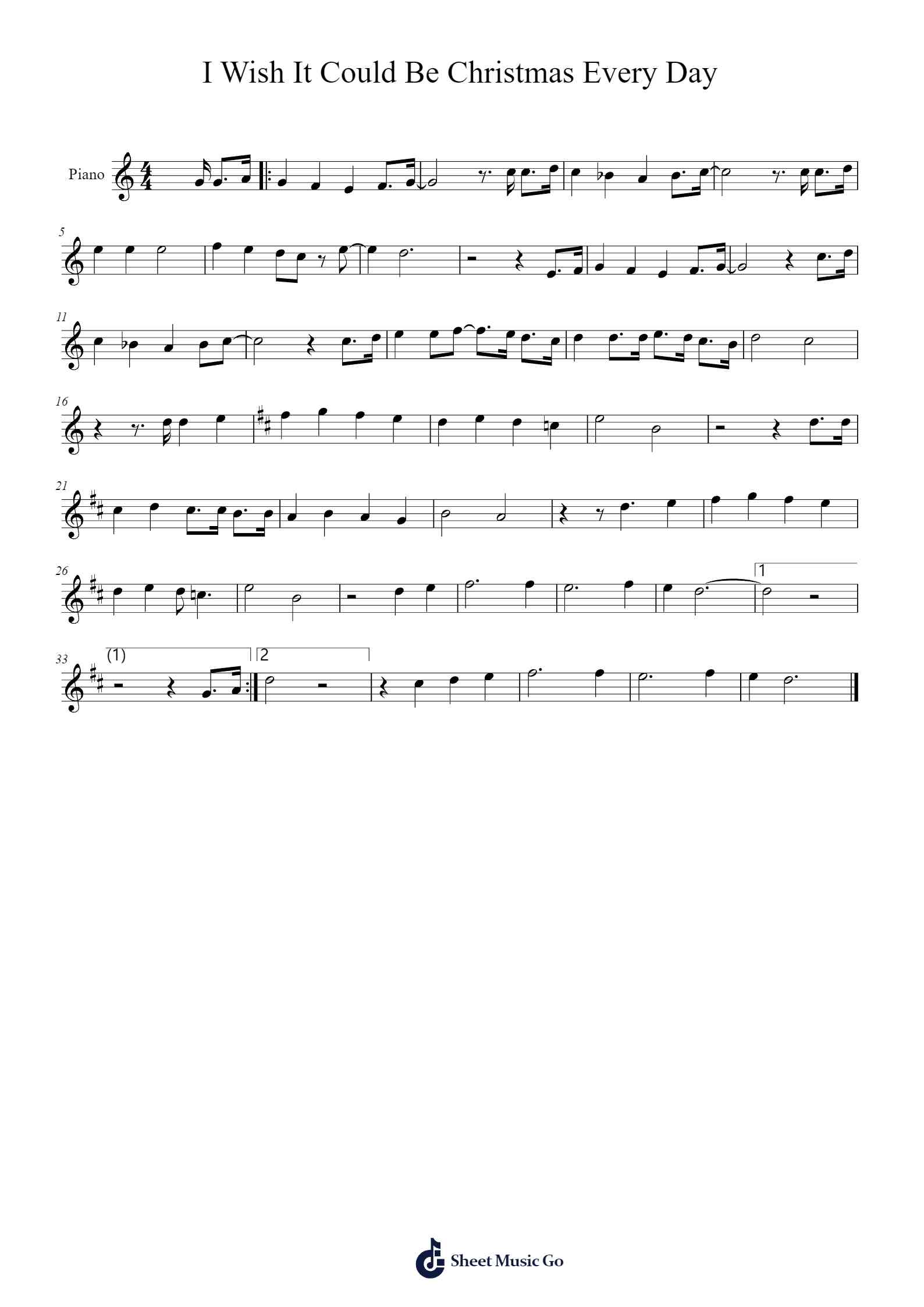 I Wish It Could Be Christmas Every Day Sheet Music by -Arr.Holmesmax