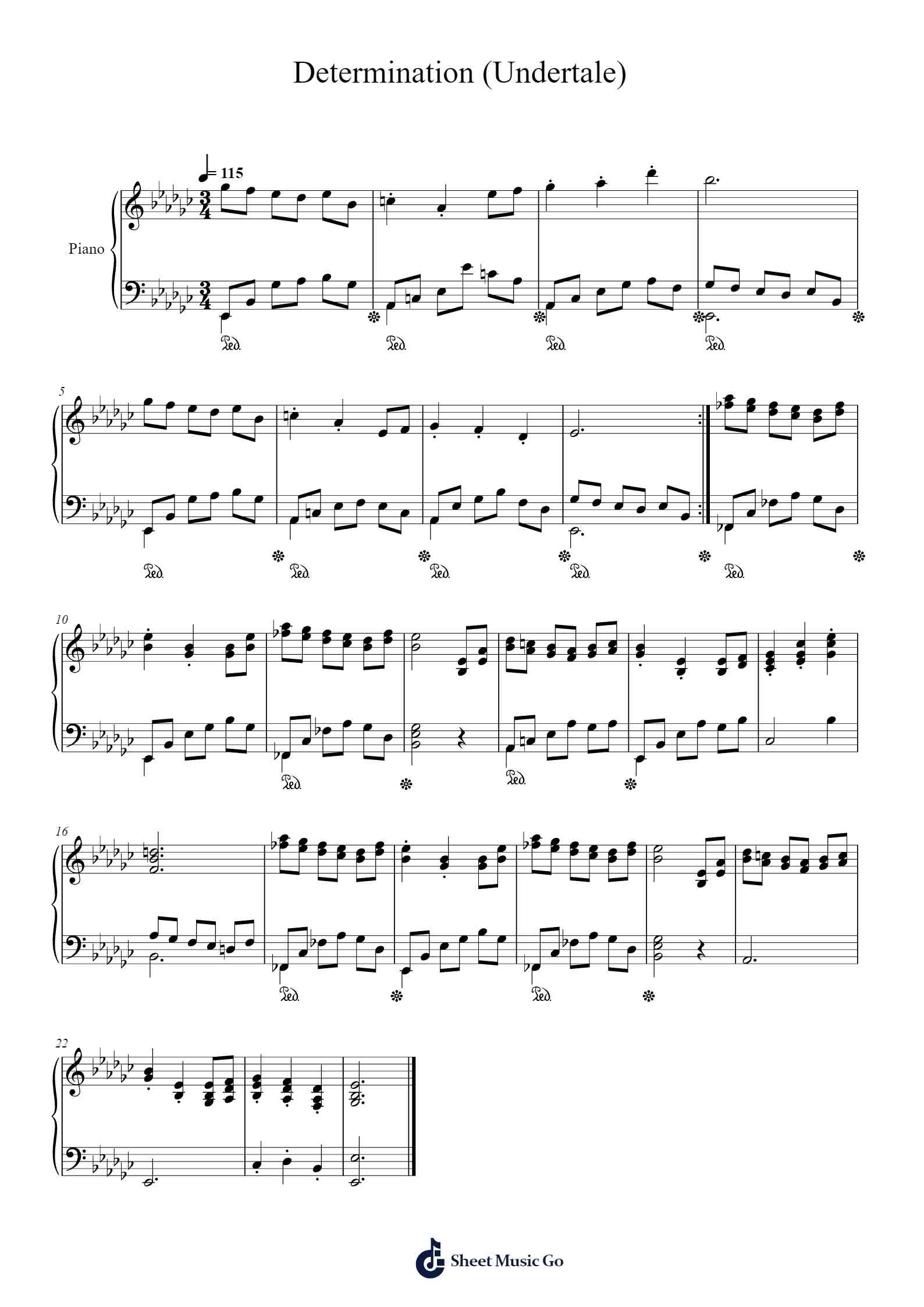 Determination (Undertale) Sheet Music by Toby Fox-Arr.Muleif Jordawn