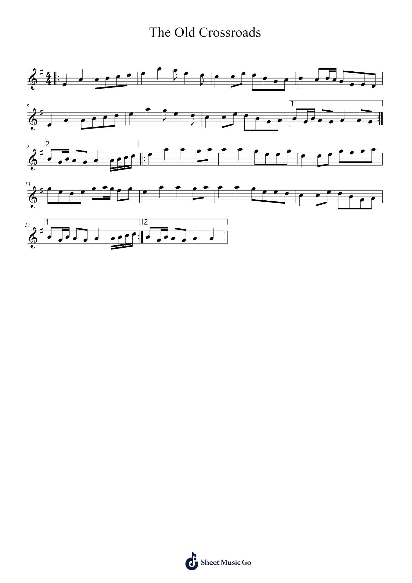 The Old Crossroads Sheet Music by Peter-Arr.Brongus Chadkiel