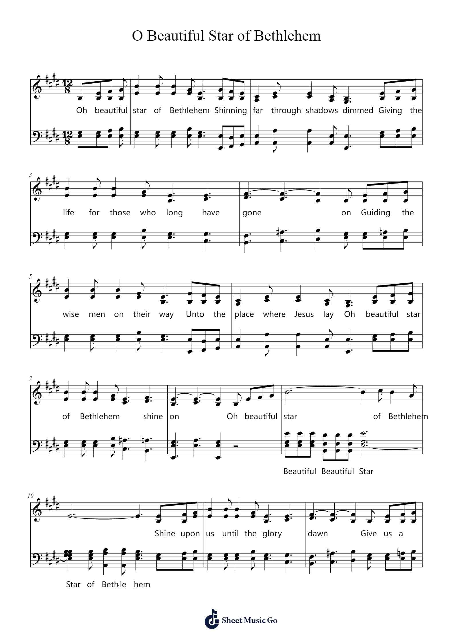 O Beautiful Star of Bethlehem Sheet Music by Orfunk Grocroft-Arr.Pebar ...