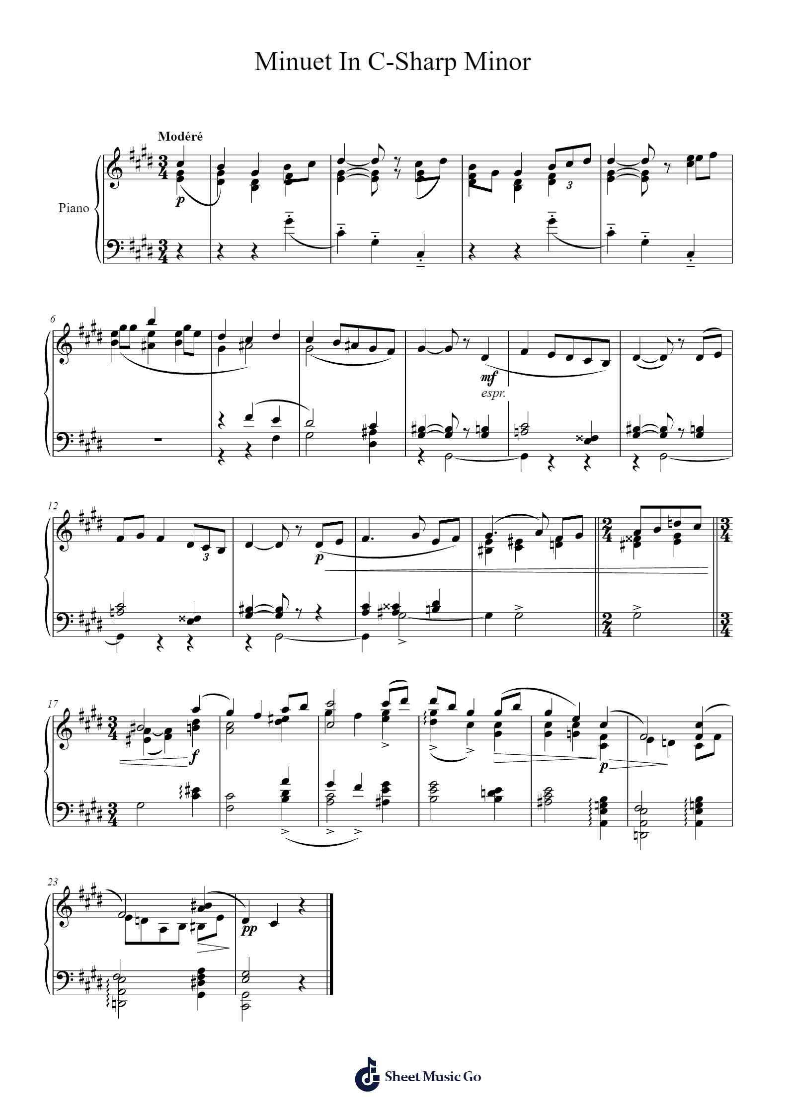 Minuet In C-Sharp Minor Sheet Music by Maurice Ravel-Arr.Orence