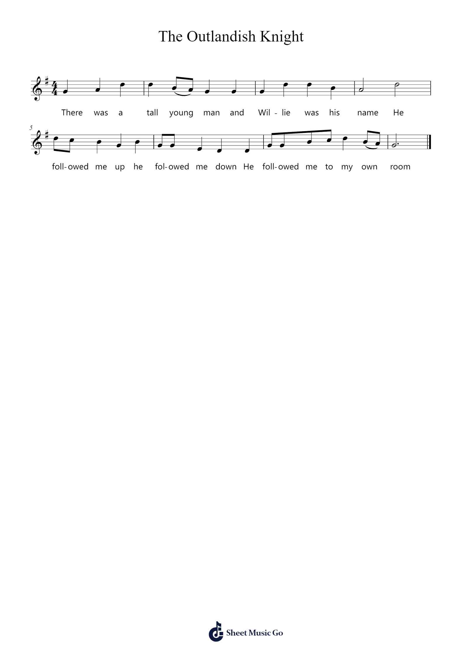 The Outlandish Knight Sheet Music by -Arr.Wescan