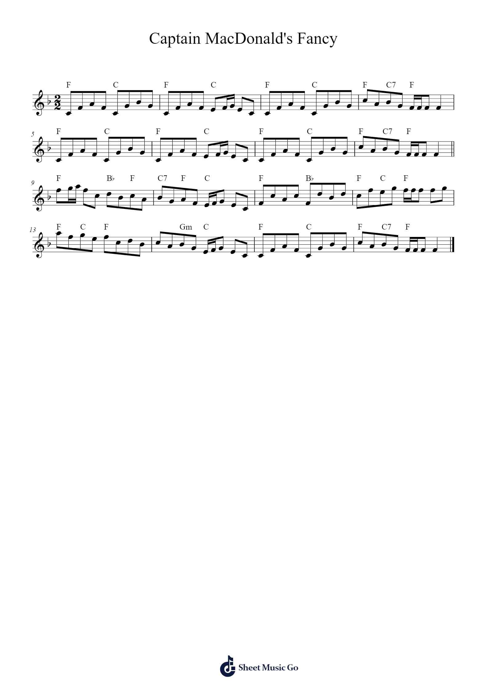 Captain MacDonald's Fancy Sheet Music by Longman & Broderip-Arr.Maypaul