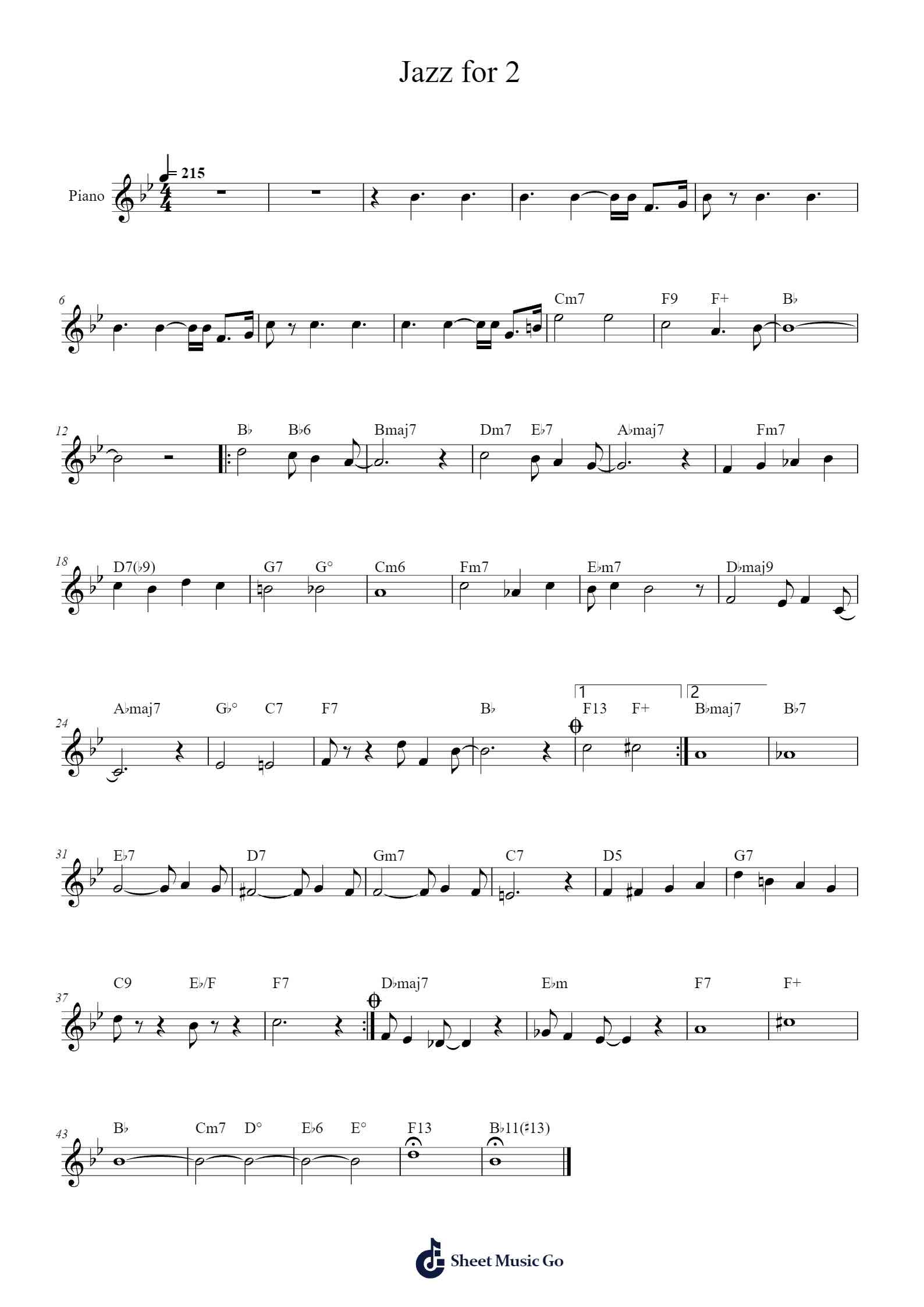 Jazz for 2 Sheet Music by Simon Bauer-Arr.Reywood