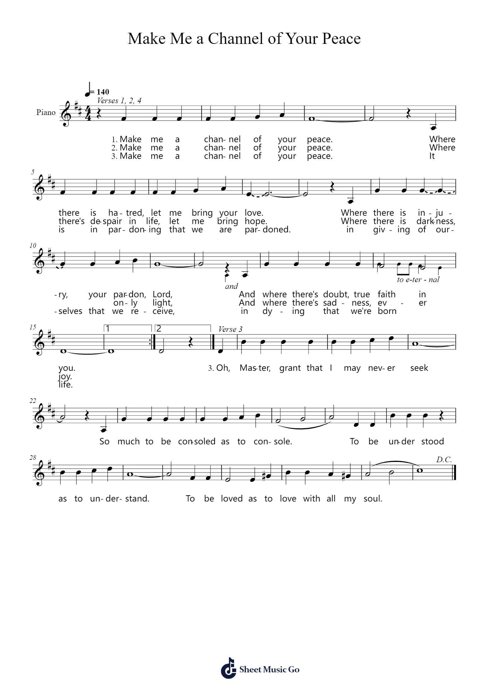Make Me a Channel of Your Peace Sheet Music by Susan Boyle-Arr.Kirkjoel
