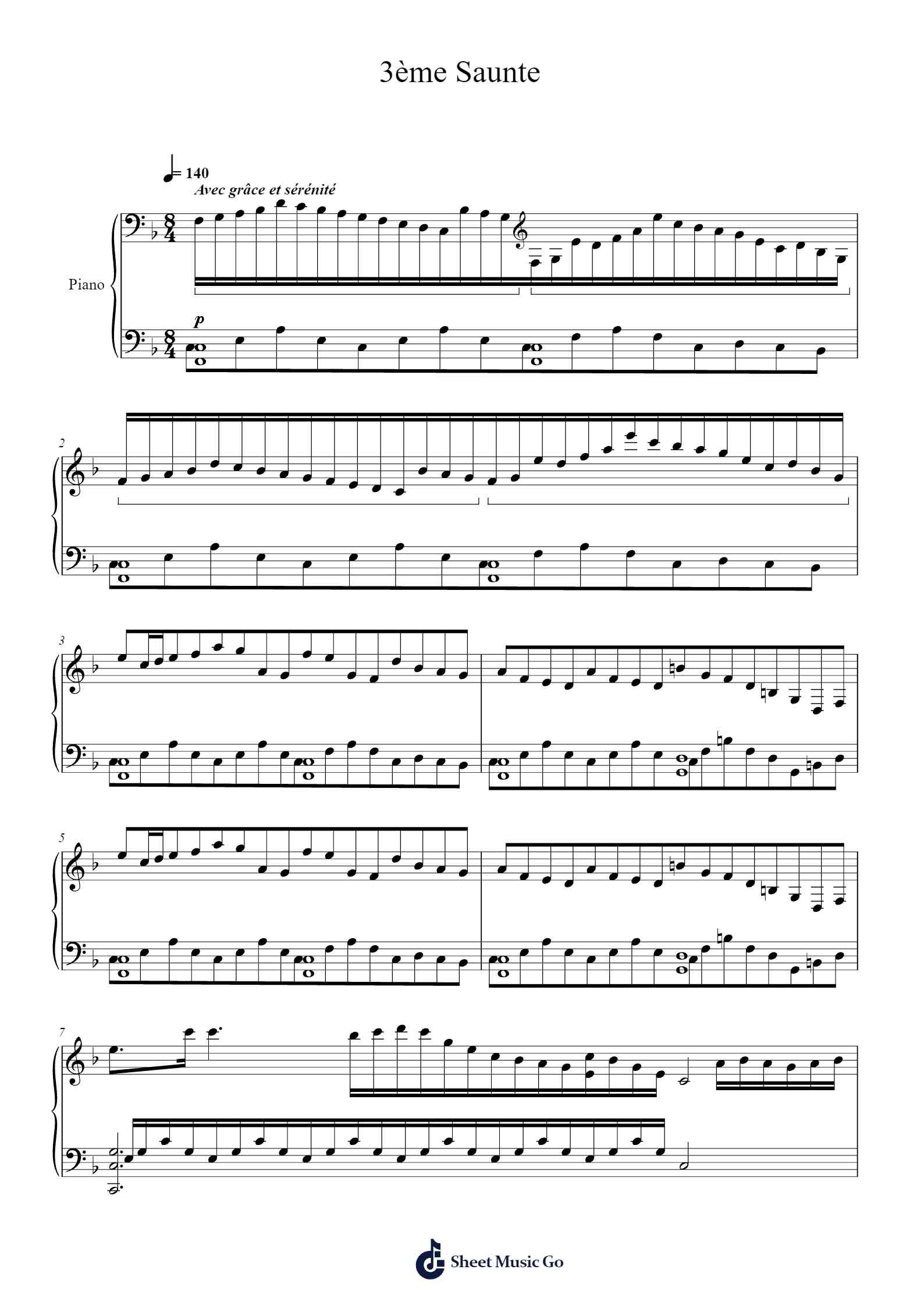 3ème Saunte Sheet Music by Bowdia Rexvid-Arr.Bulwatt Beergrant