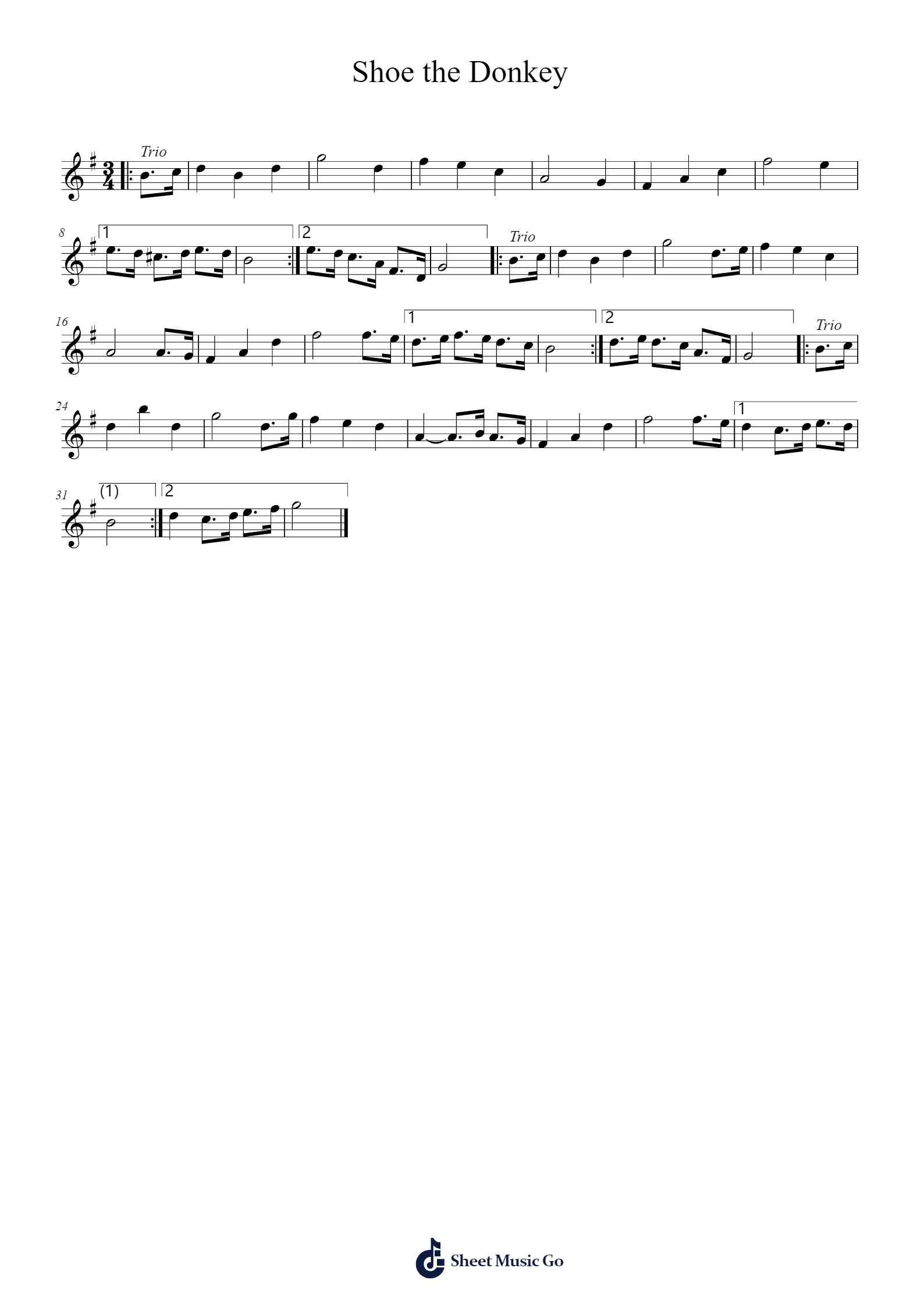 Shoe the Donkey Partition par Peter_94 - Arr. Latbel Conler