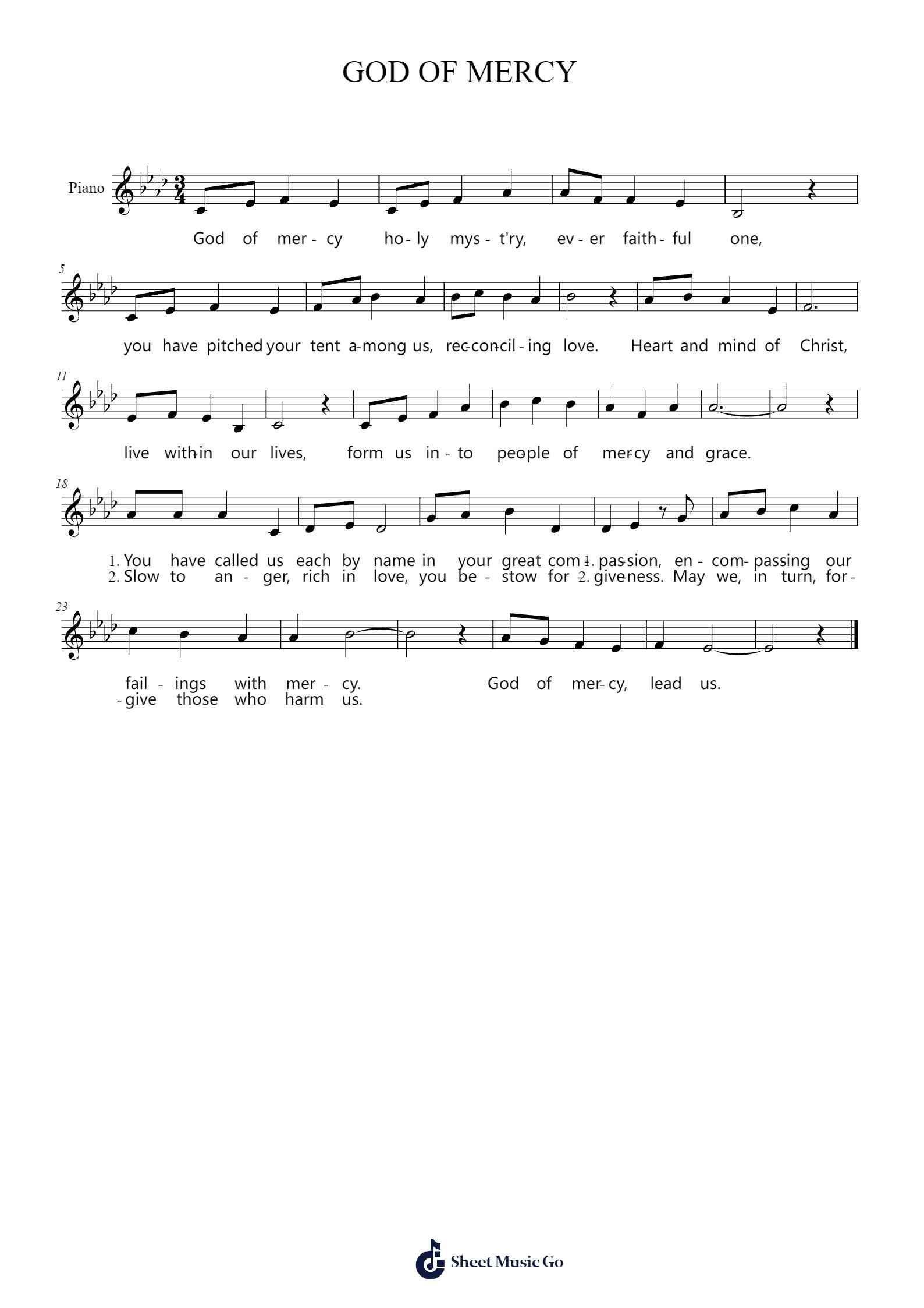 GOD OF MERCY Sheet Music by Ricky Manalo/Bob Hurd-Arr.Mickmin