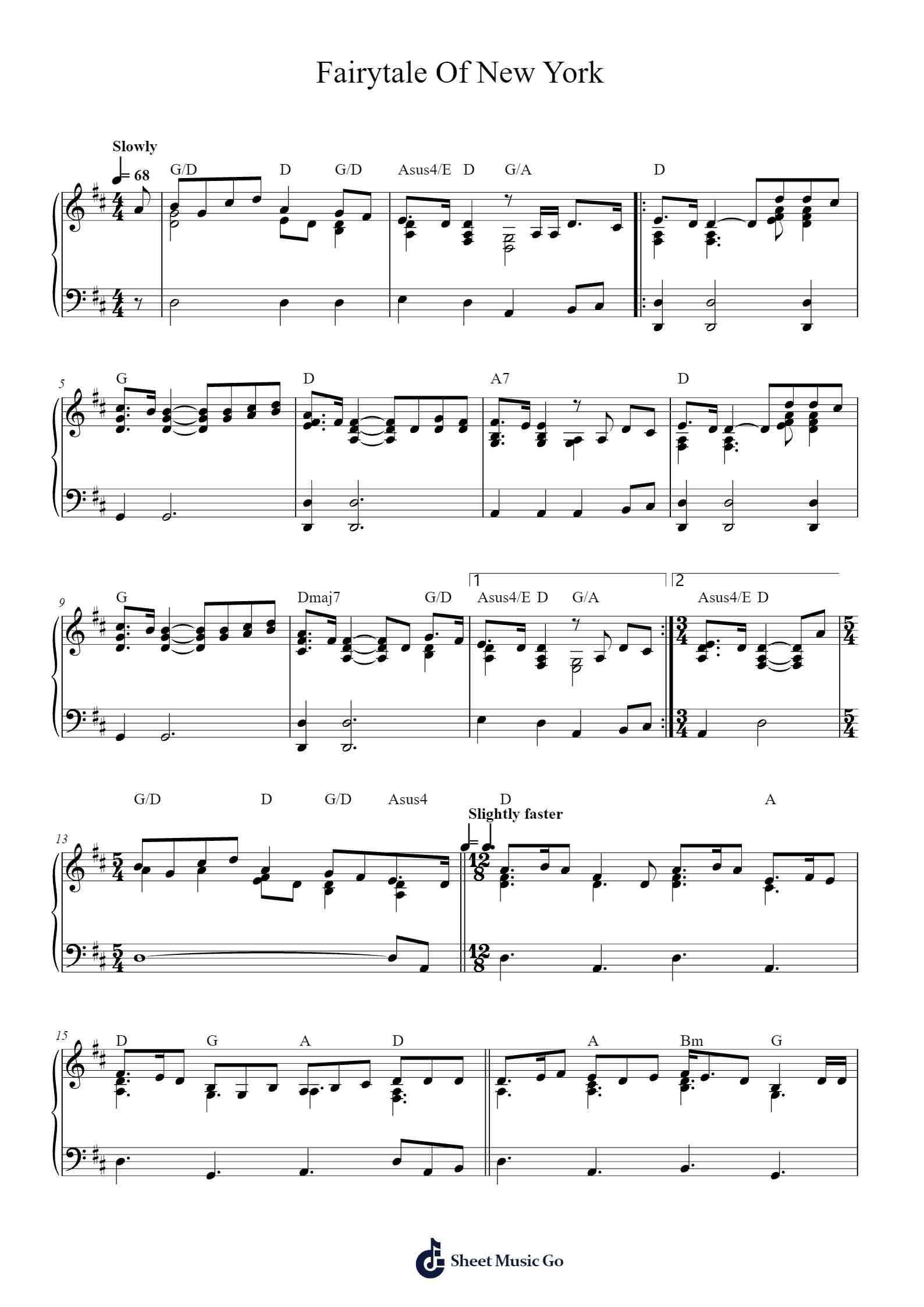 Fairytale Of New York Sheet Music by The Pogues-Arr.Youngce Gilblack