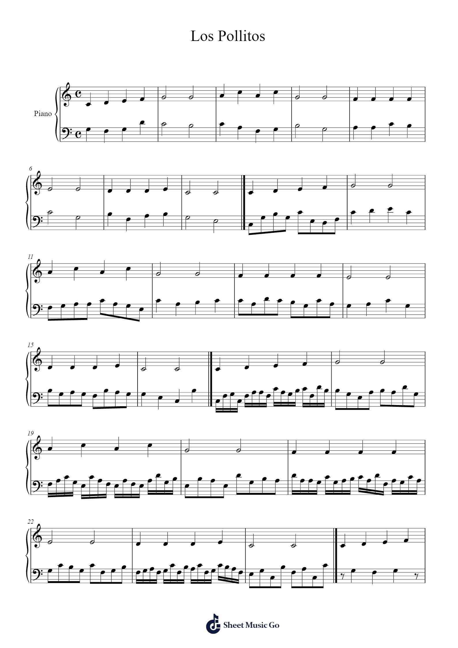Los Pollitos Sheet Music by -Arr.Sherrah Birroll