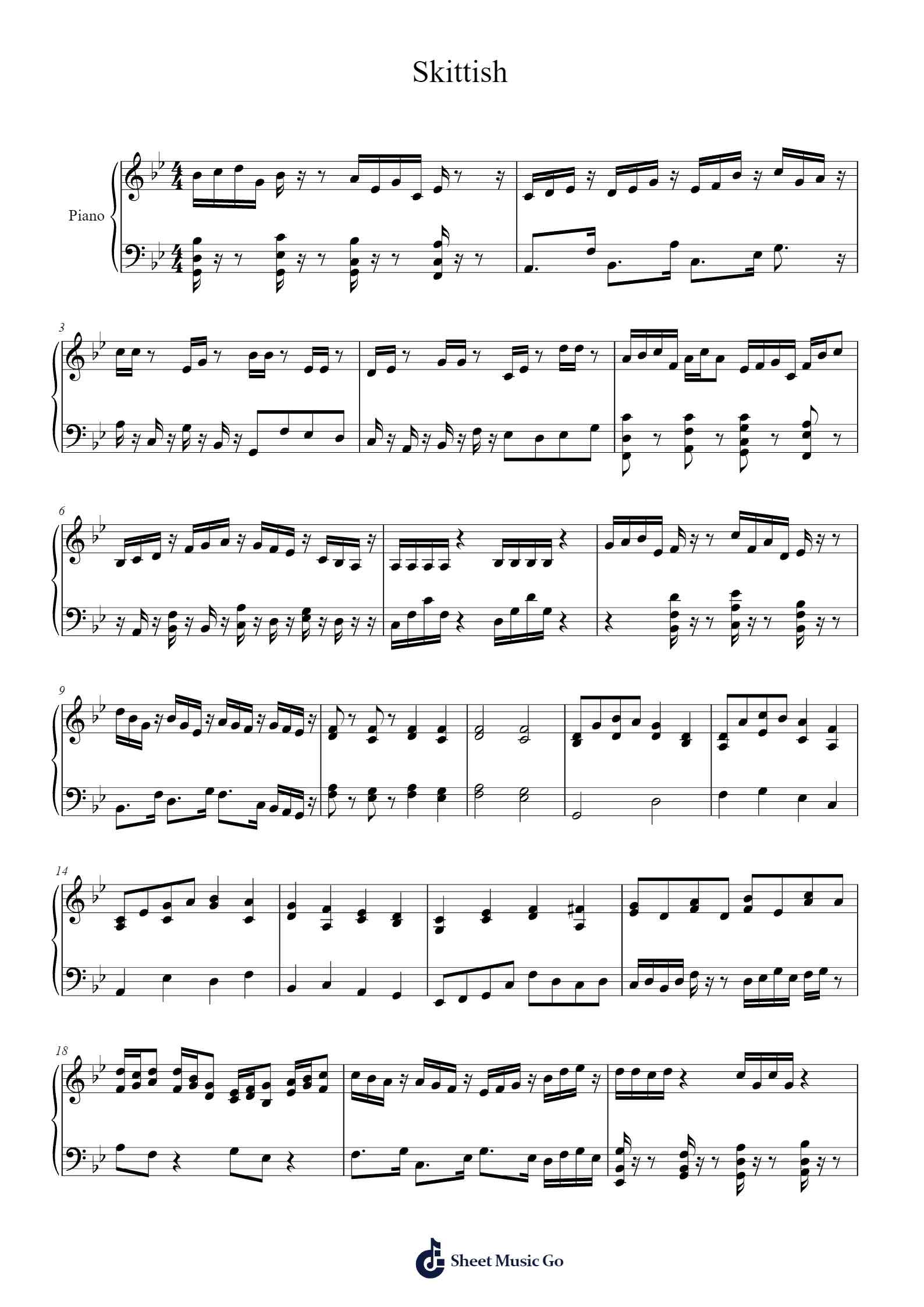 Skittish Sheet Music by -Arr.Maglius