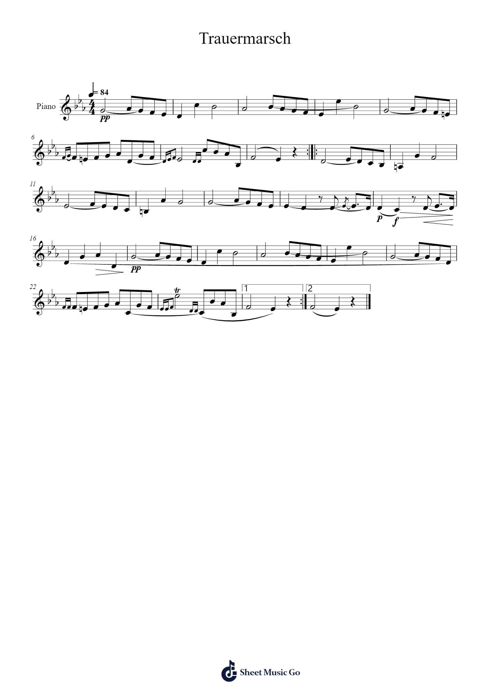 Trauermarsch Sheet Music by Frédéric Chopin-Arr.Beague Kinglor