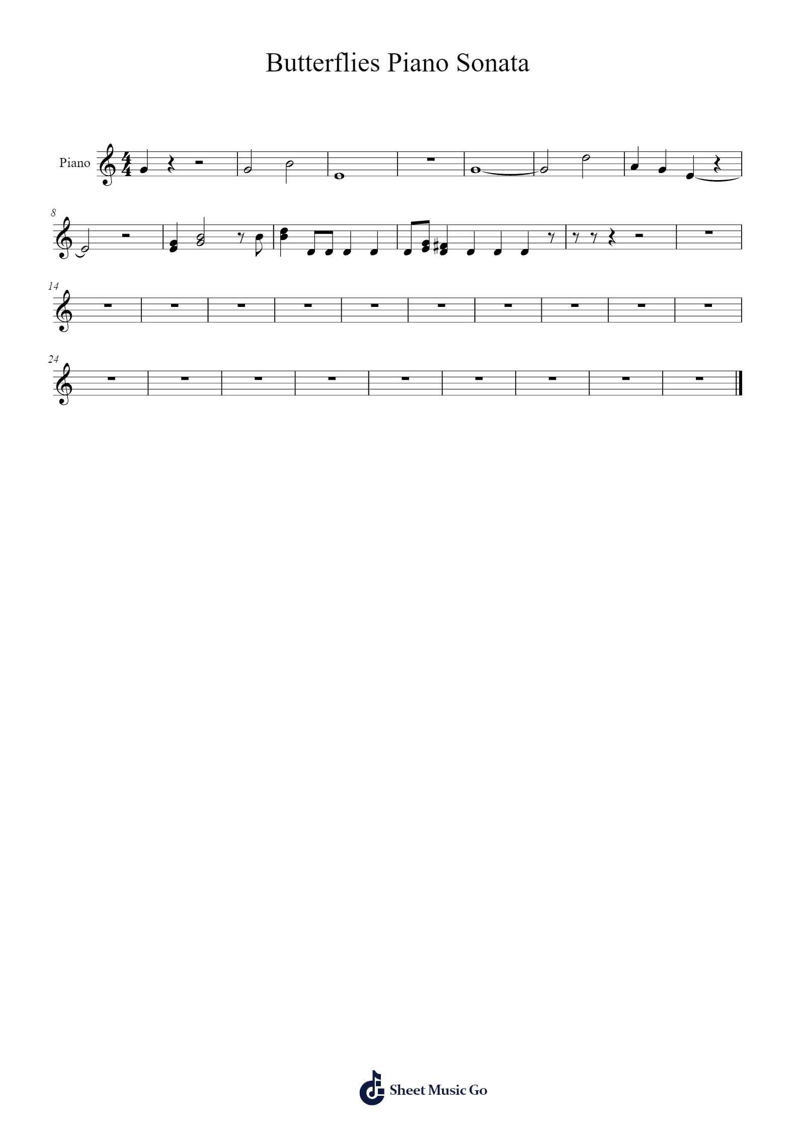 Butterflies Piano Sonata Sheet Music by Tony Anderson-Arr.Dobing
