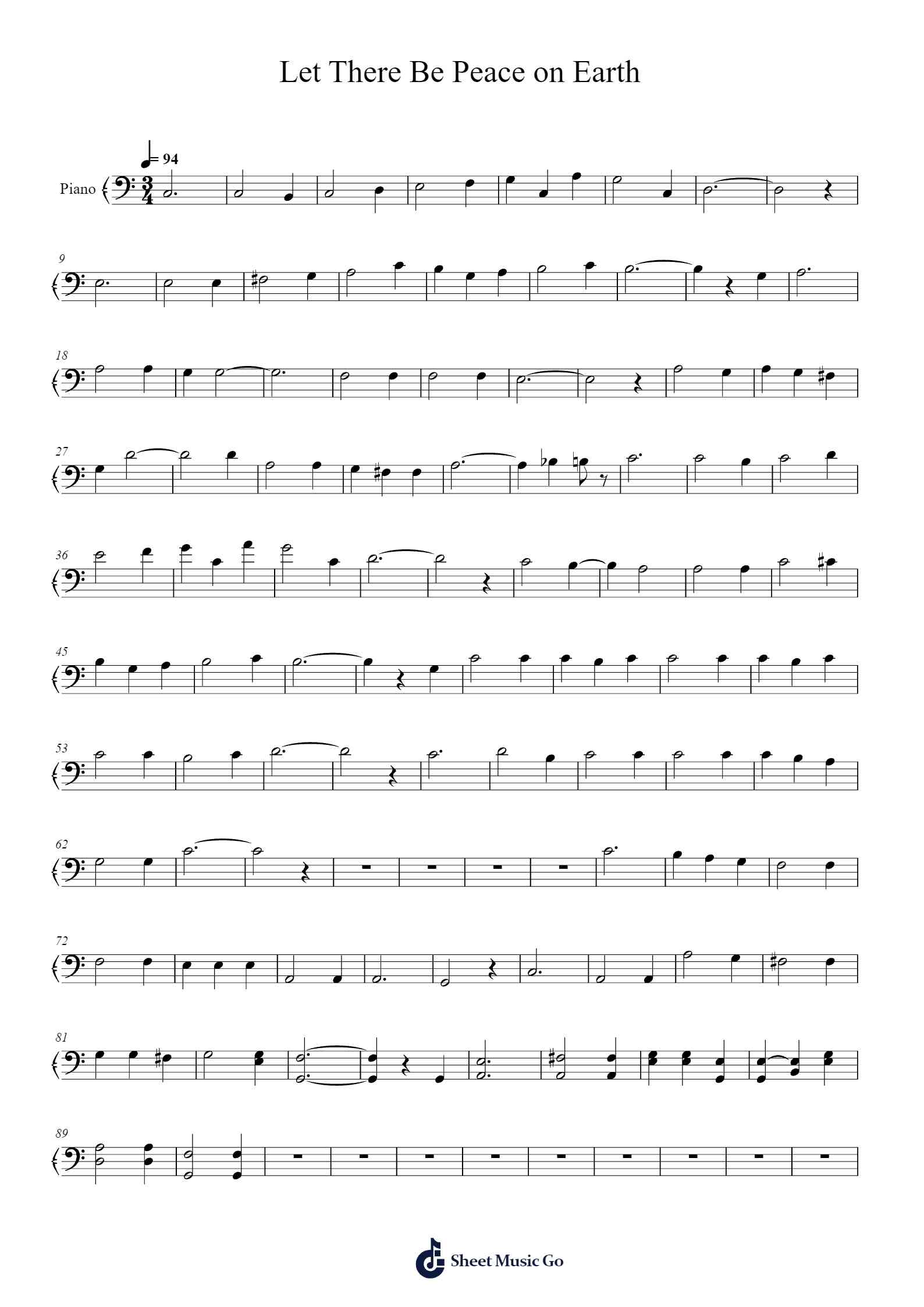 Let There Be Peace on Earth Sheet Music by -Arr.Browneclaude Petmond