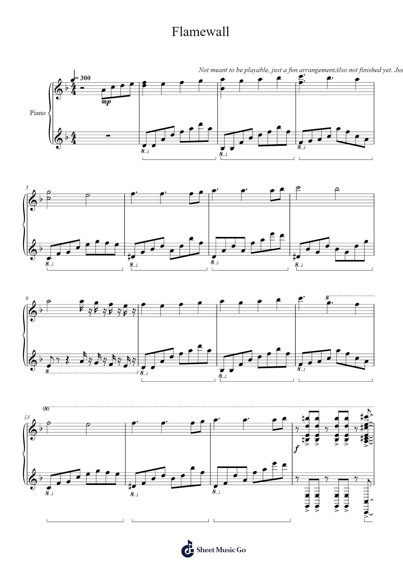 Partitura de Flamewall de Camellia - Arreglada por Sysham
