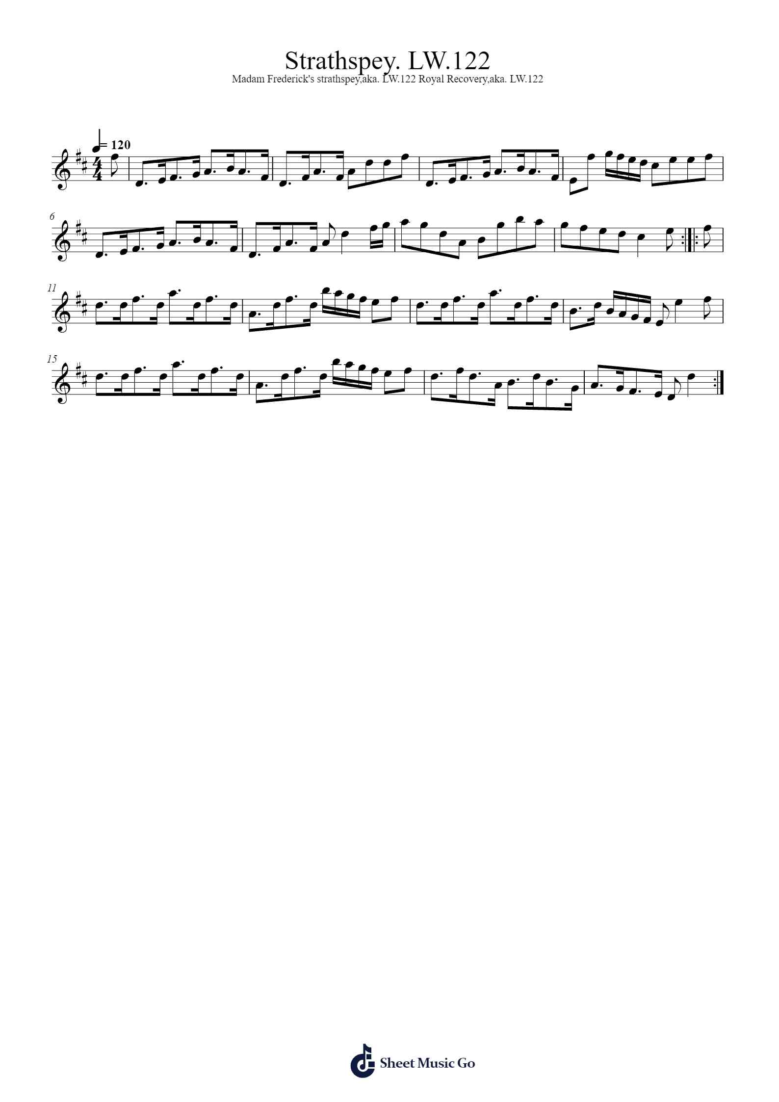Strathspey. LW.122 Sheet Music by -Arr.Merpe