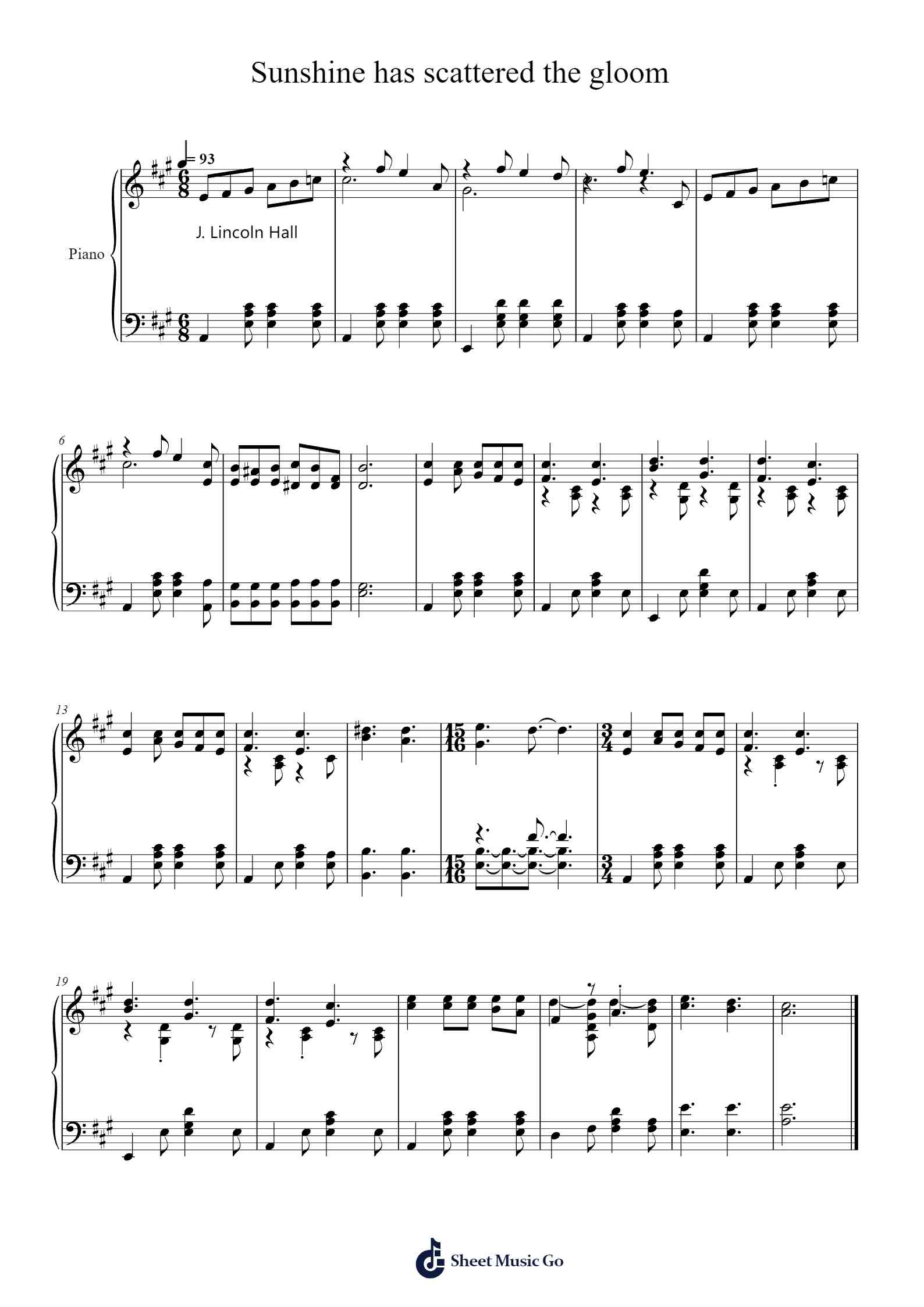 Sunshine has scattered the gloom Sheet Music by Isaac Watts-Arr.Yuledon