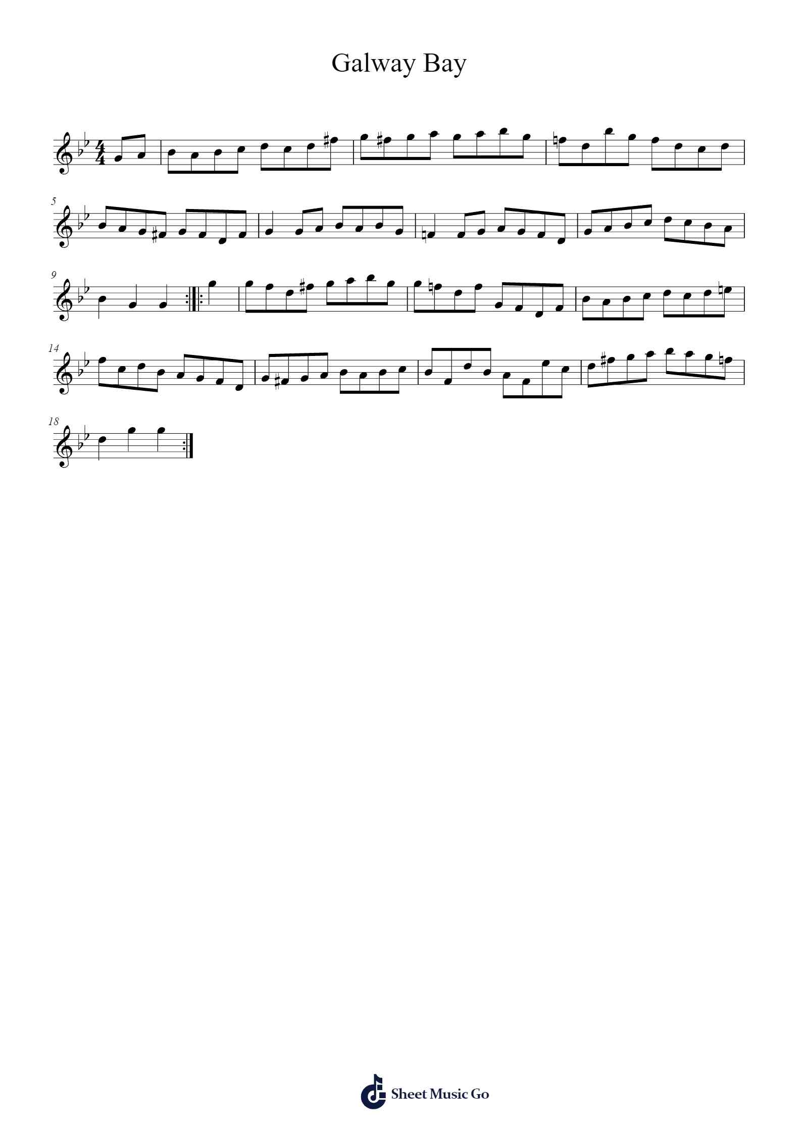 Galway Bay Sheet Music by -Arr.Wentio Termaltz