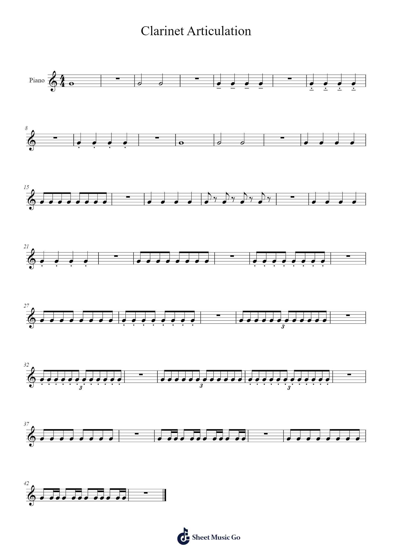 Clarinet Articulation Sheet Music by -Arr.Croftsgreg