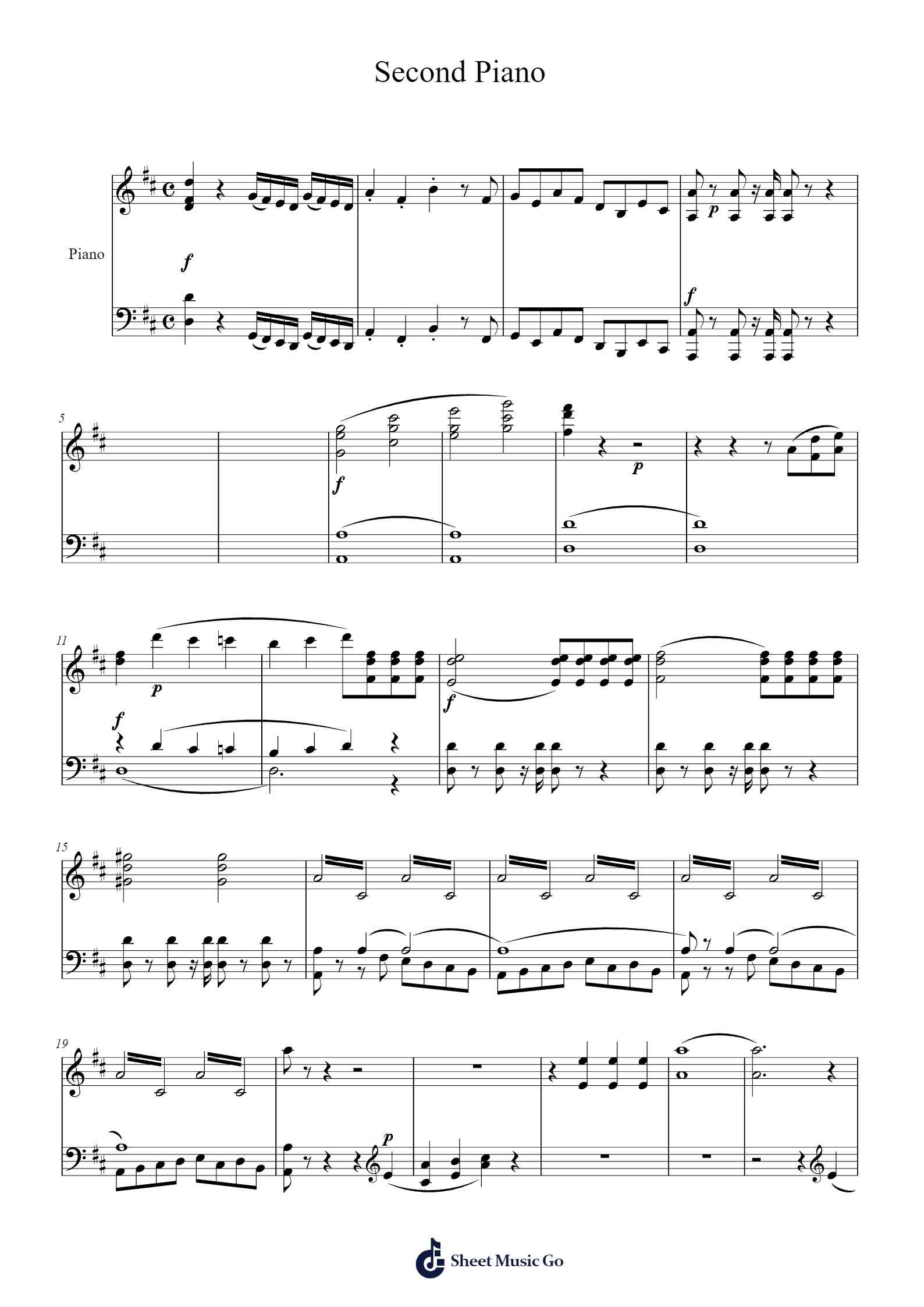 Second Piano Sheet Music by Spencer Huffman-Arr.Hudthur Simpglas